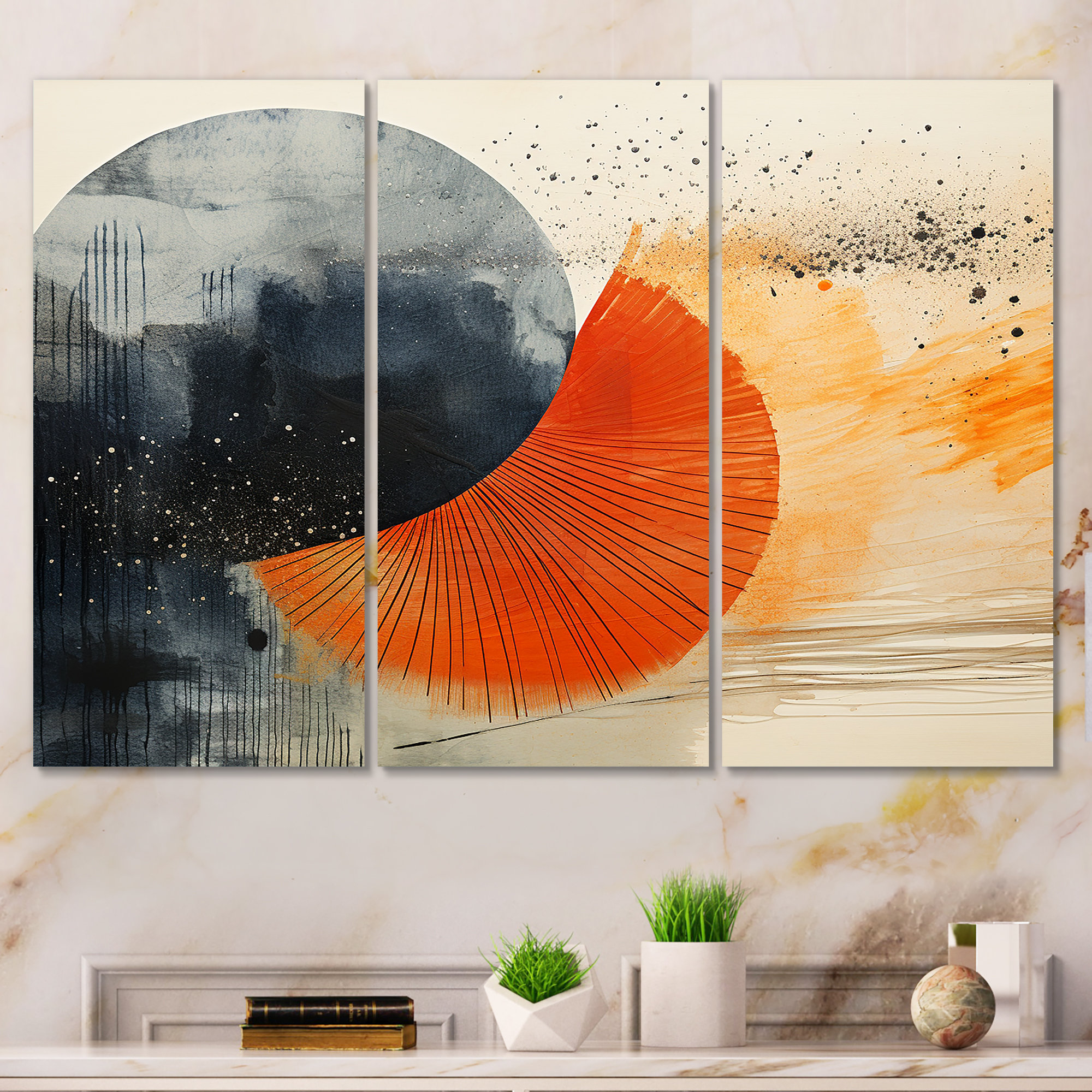 Ivy Bronx Black And Orange Solar Eclipse - Abstract Wall Art Print ...