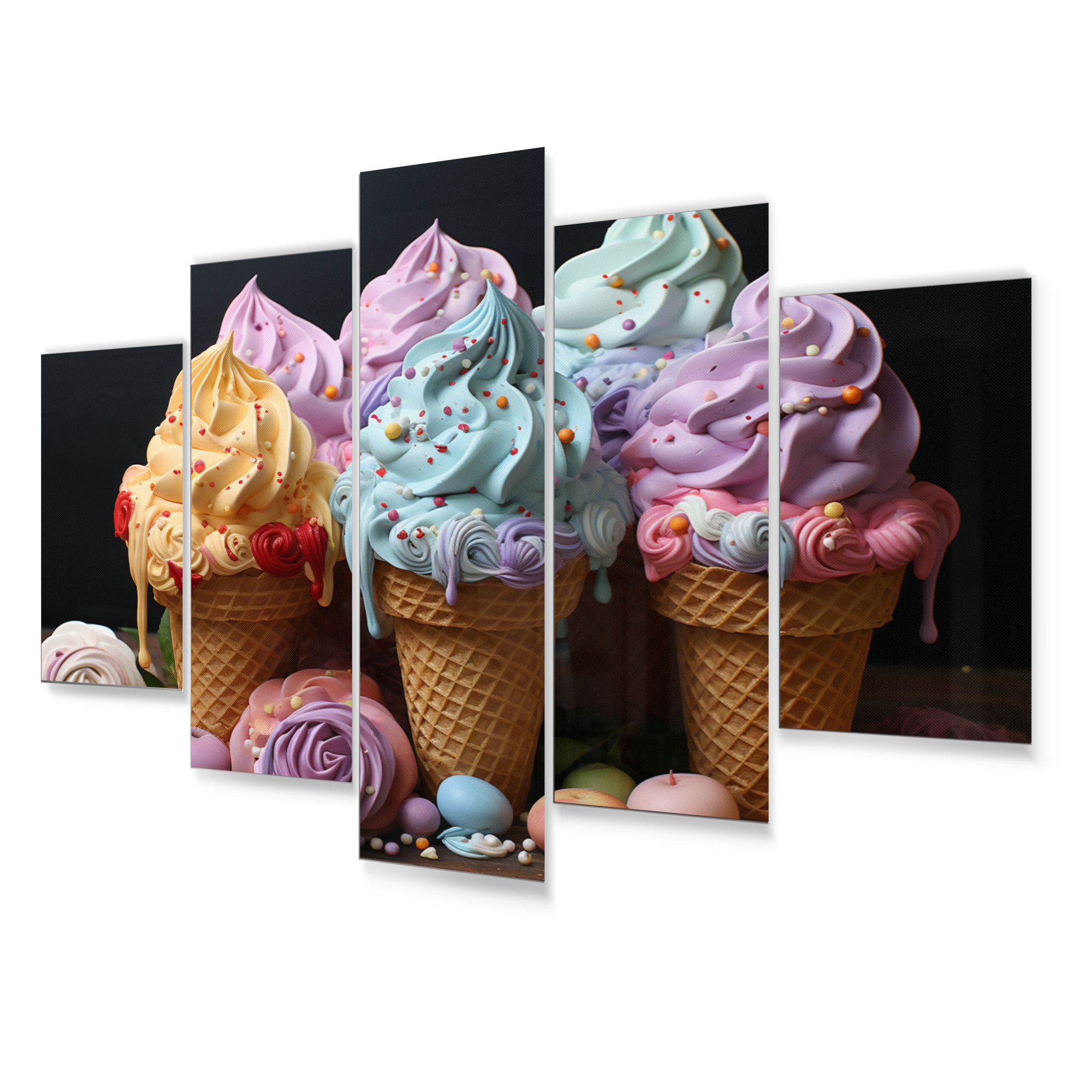 Design Art Food Ice Cream Pointillism I - Food & Beverage Metal Wall ...