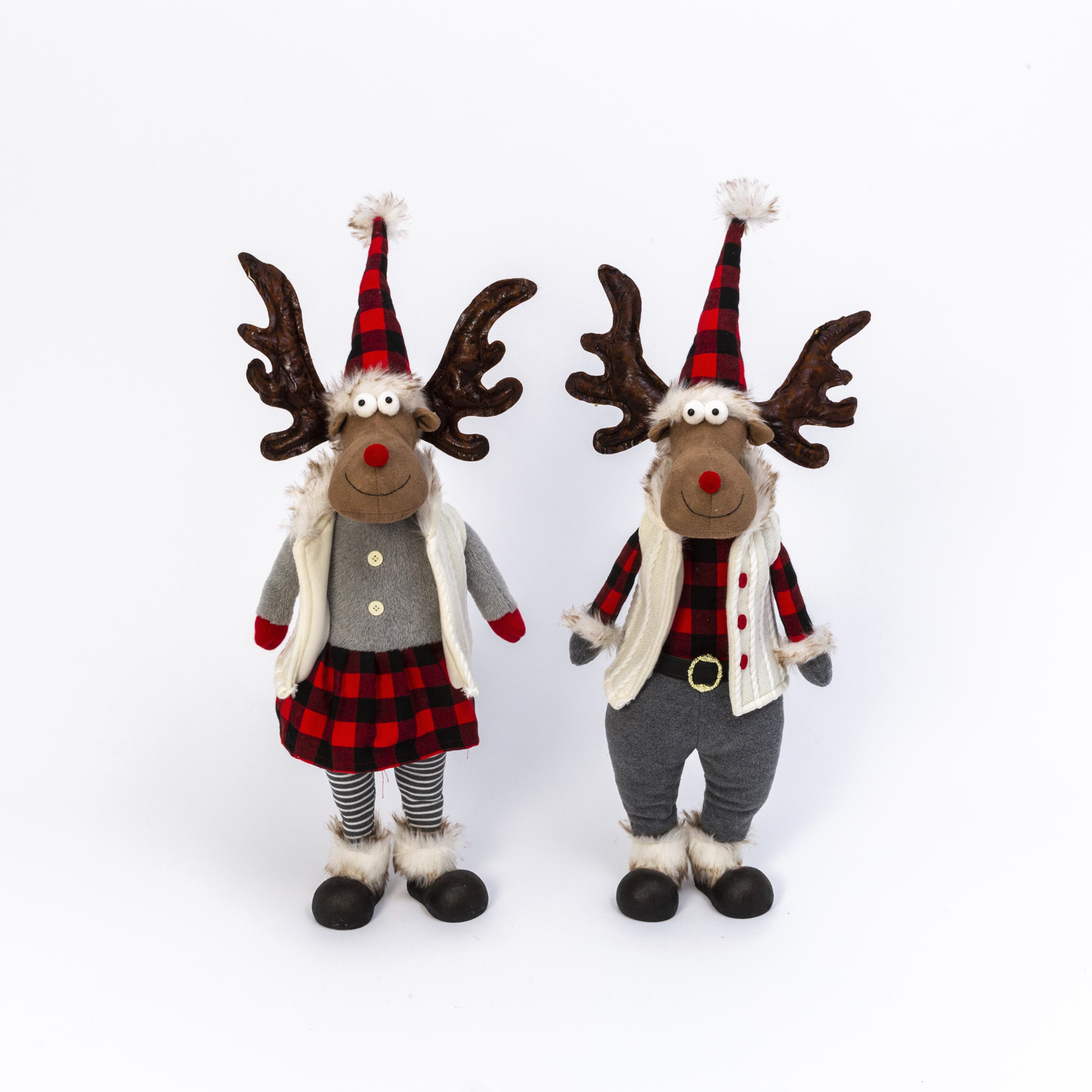 Ophelia & Co. 29.5 Inches High Lighted Fabric Holiday Moose Set Of 2 ...
