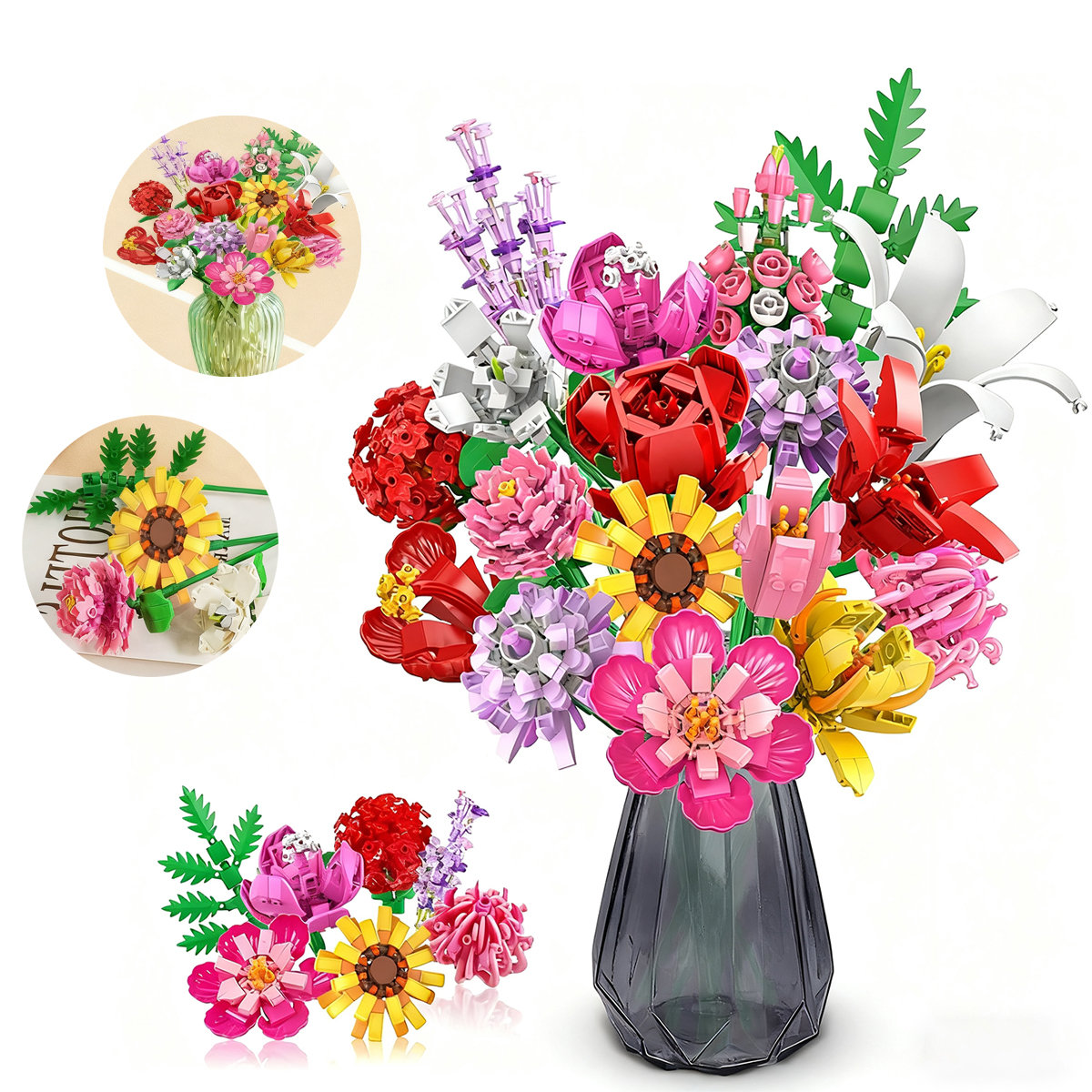 Neutral 18-stem Flower Bouquet Building Set – Customizable Floral ...