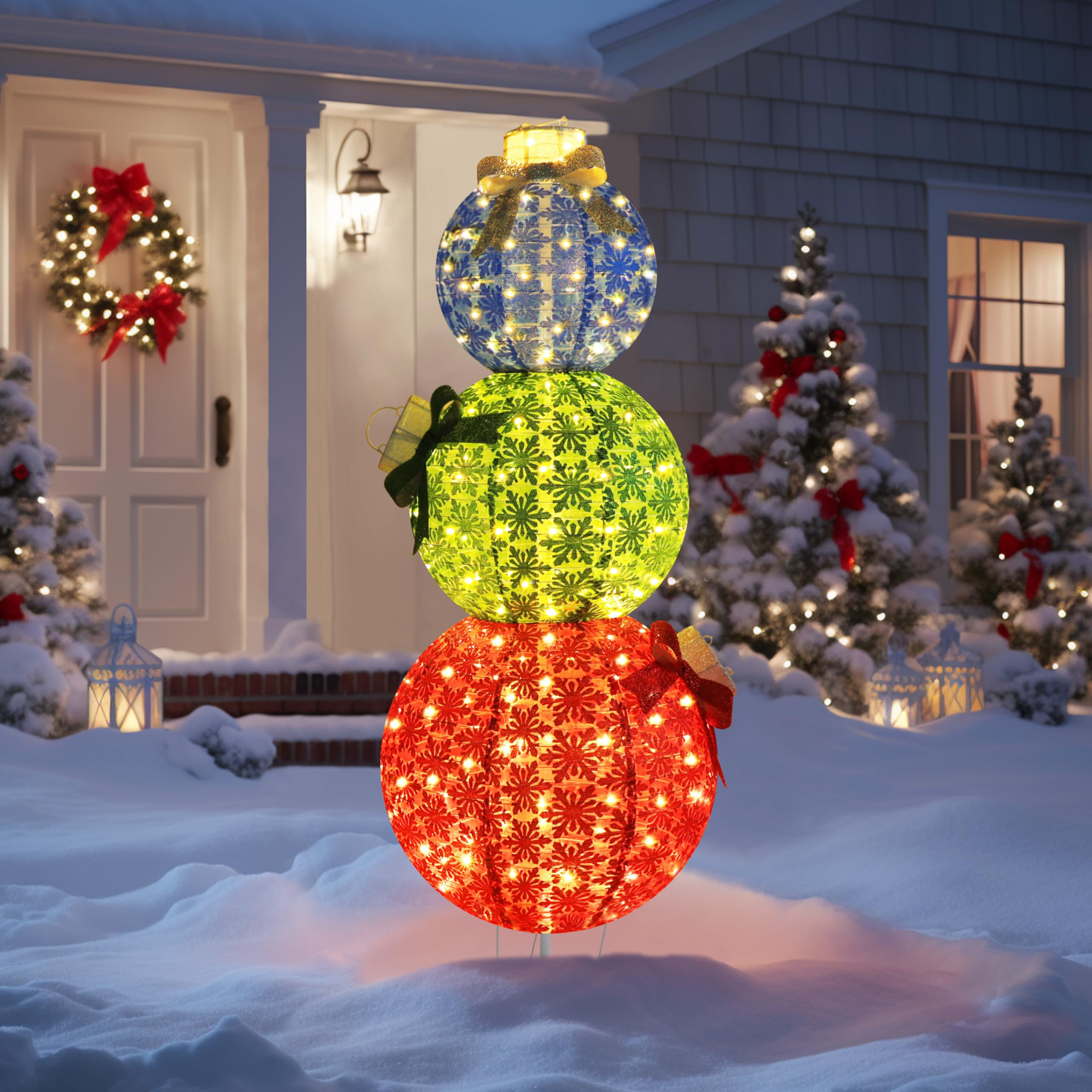 The Holiday Aisle® 5FT Lighted Pop-Up Stackable Ornaments For ...