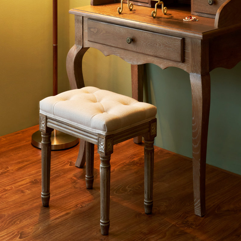 Ophelia & Co. Ironton Solid Wood Vanity Stool & Reviews | Wayfair
