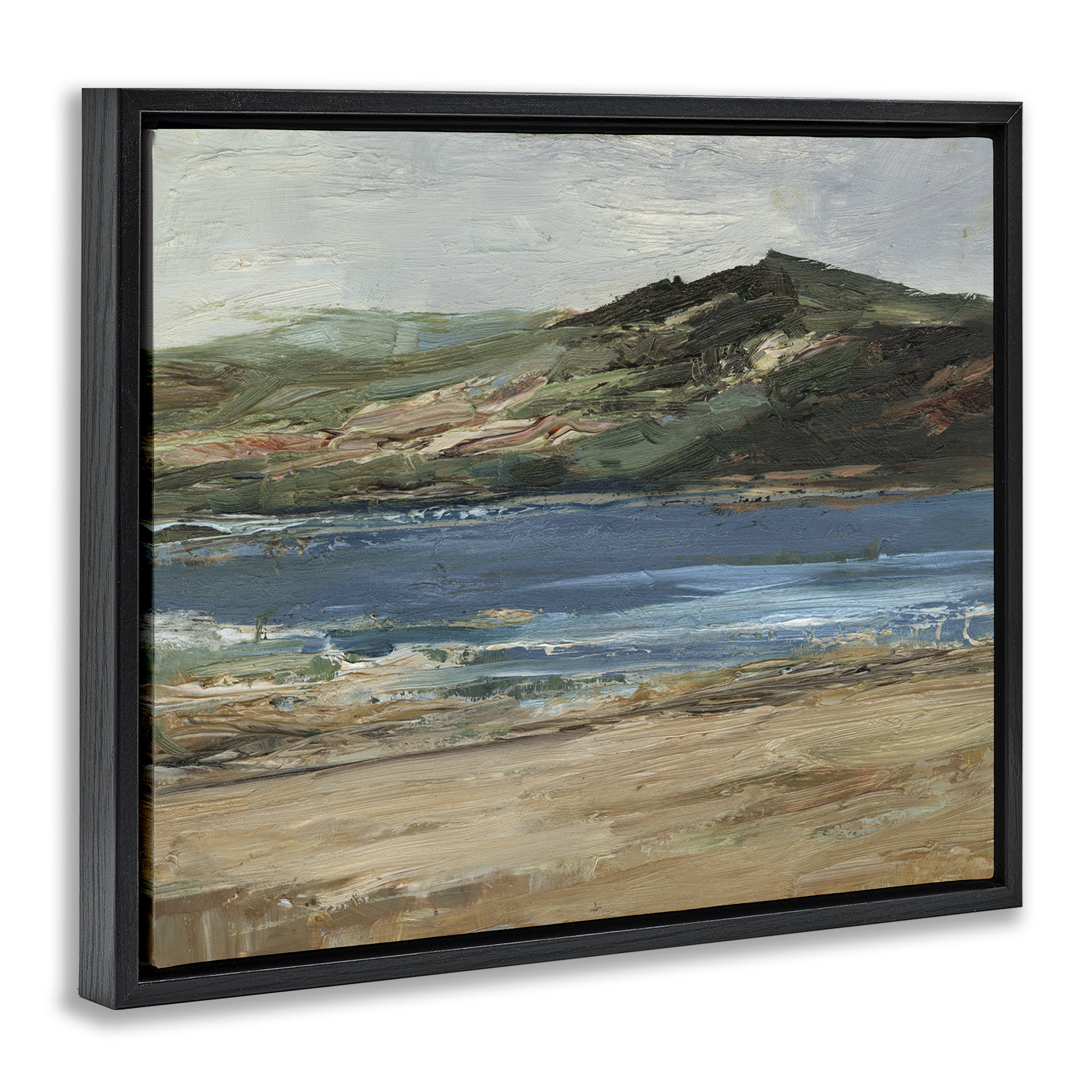Latitude Run® Abstract Mountain Riverbank Framed Floater Canvas Wall ...
