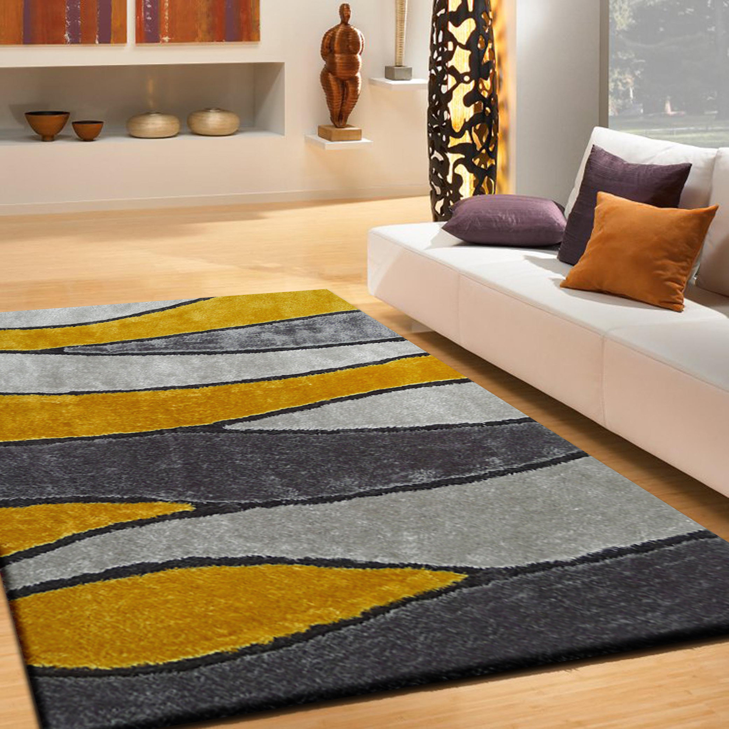 Latitude Run® Kriemann Hand-Tufted Yellow/Gray Area Rug | Wayfair