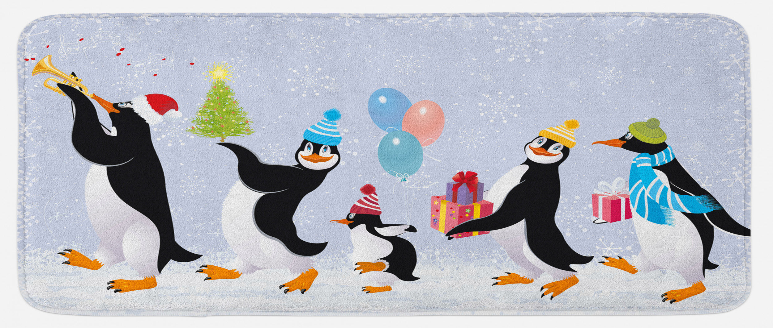 East Urban Home Group Of Penguins In Caps Walking On Snow With Surprise ...