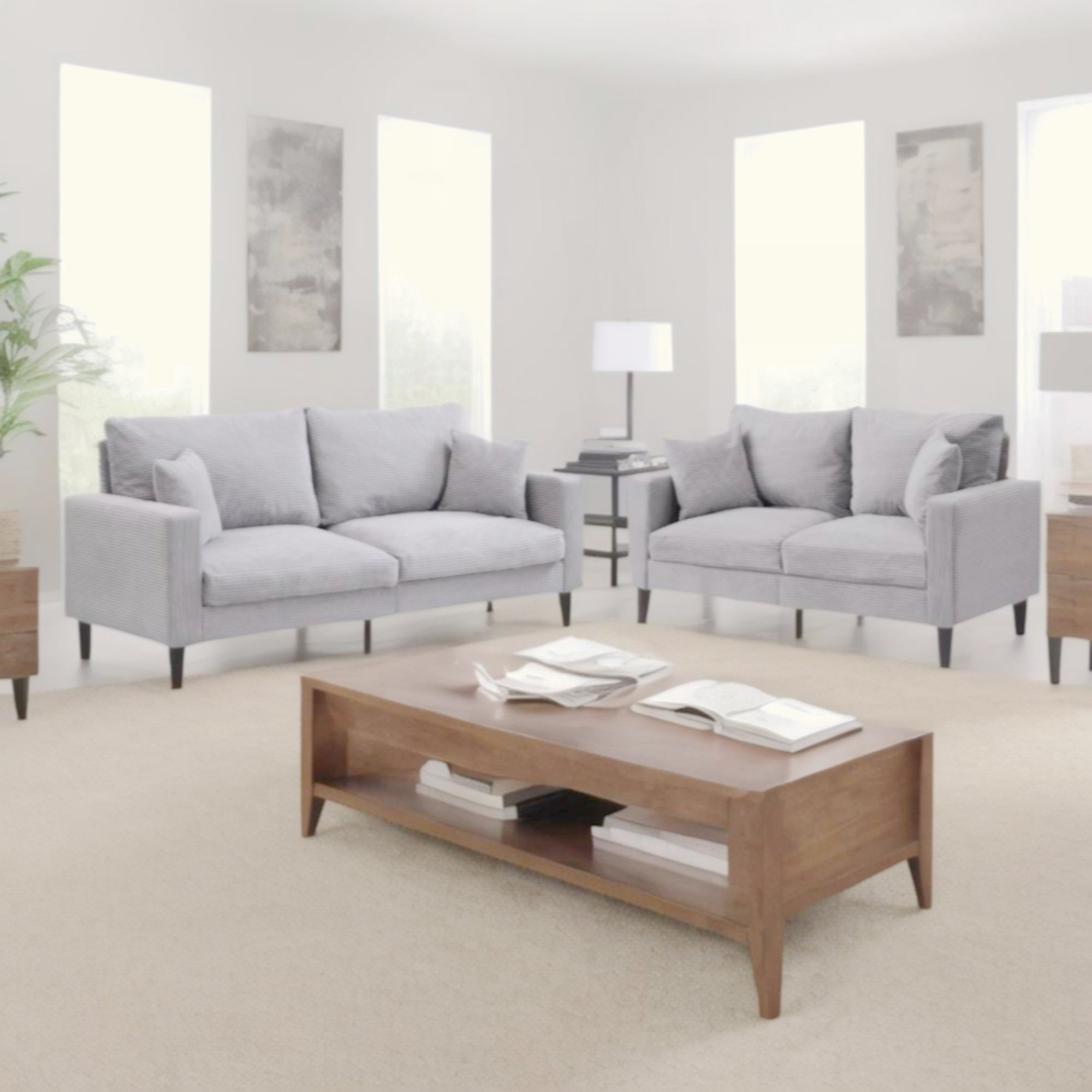 Latitude Run® Two Piece Sofa Set, Living Room Three Seater+Two Seater ...