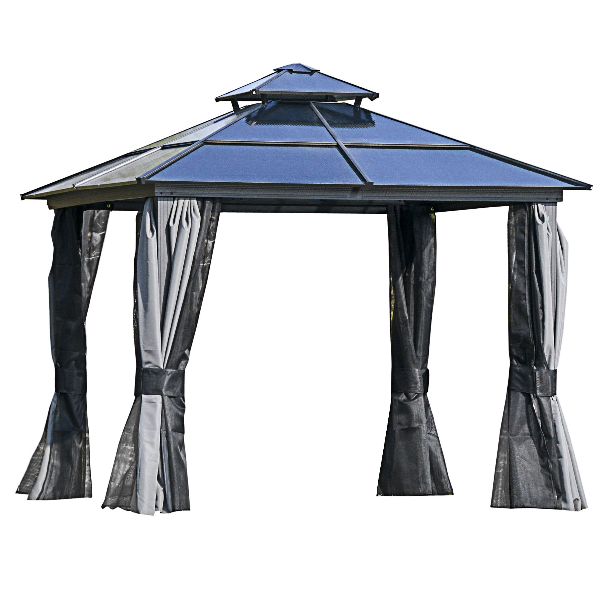 Latitude Run® ' Hardtop Gazebo Canopy With Polycarbonate Double Roof ...
