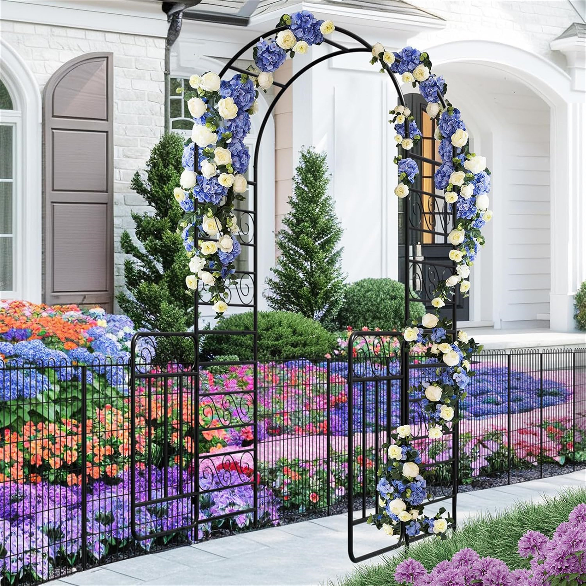 SUBORM Garden Fence and Arch Set with Gate Heavy Duty Arch Yard, Porch ...