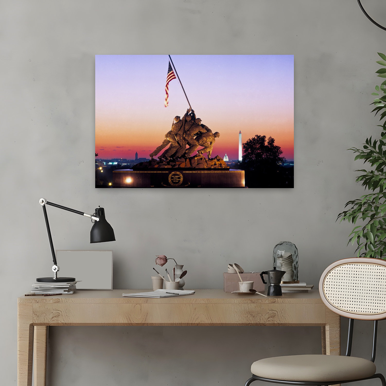 Ivy Bronx Iwo Jima Memorial At Dawn Washington Monument Washington Dc ...