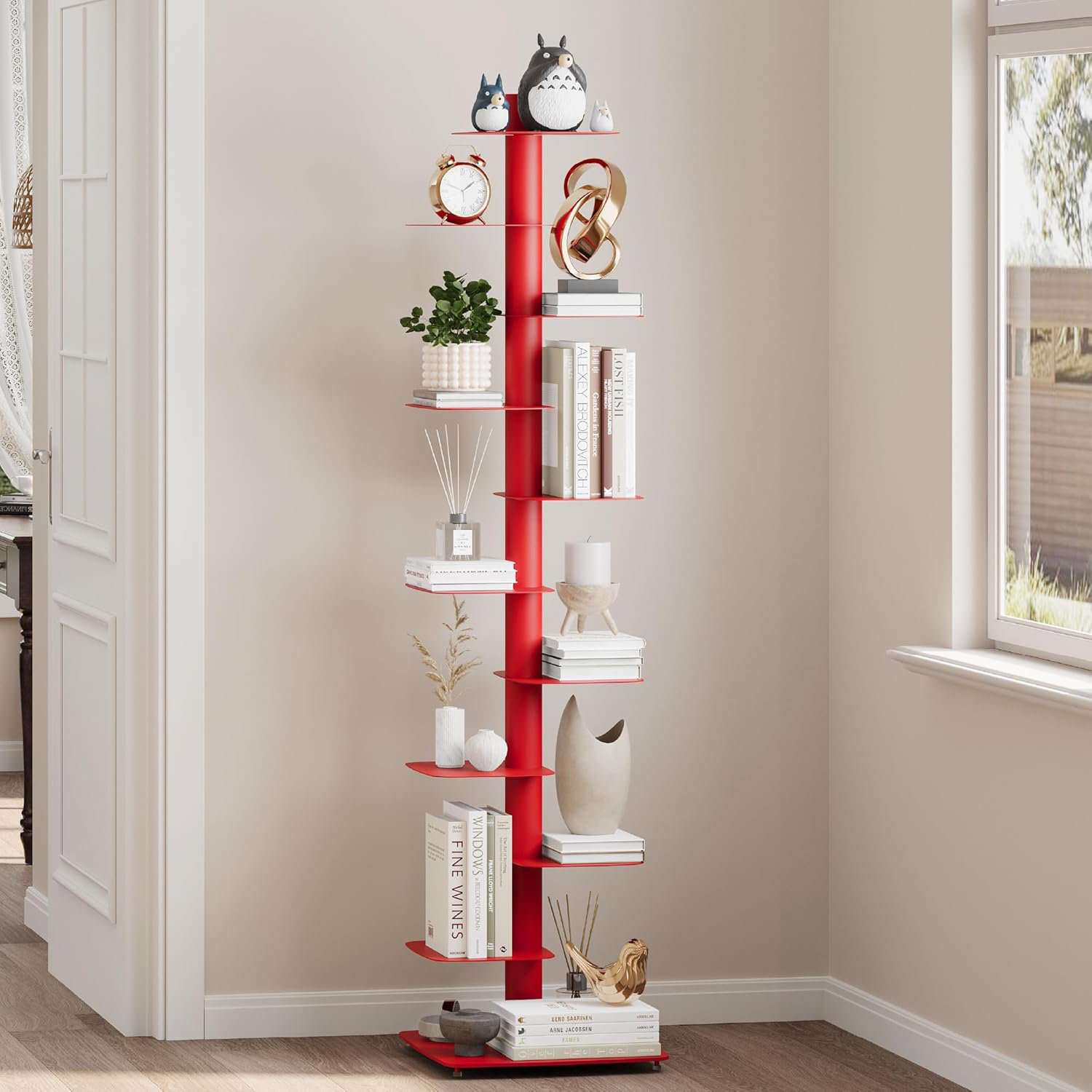 Latitude Run® Spine Bookshelf - 11-Tier Bookcase, Vertical Book Tower ...