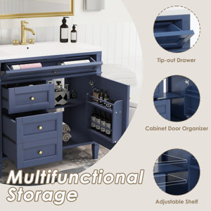 Charlton Home® Clancie 36'' Single Bathroom Vanity with Ceramic Top ...