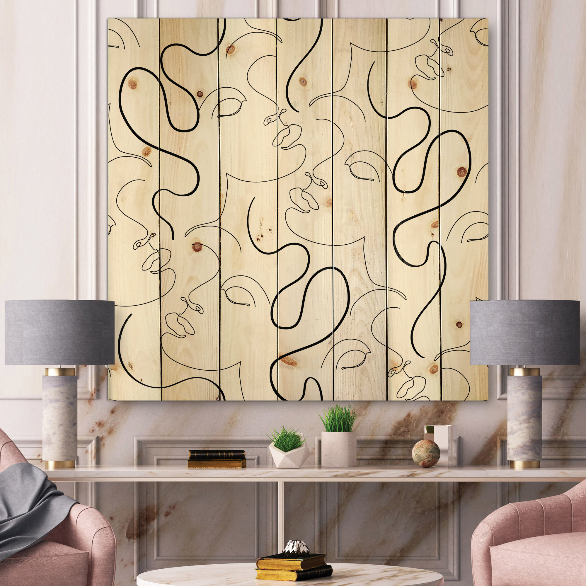 East Urban Home Monochrome One Line Drawing Portraits - Modern Print On ...