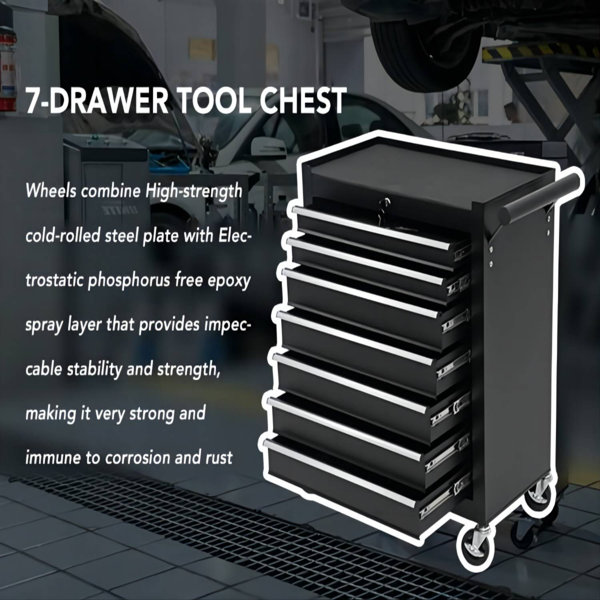 17 Stories 7 Drawer And 6 Drawer Rolling Tool Box, Portable Storage ...