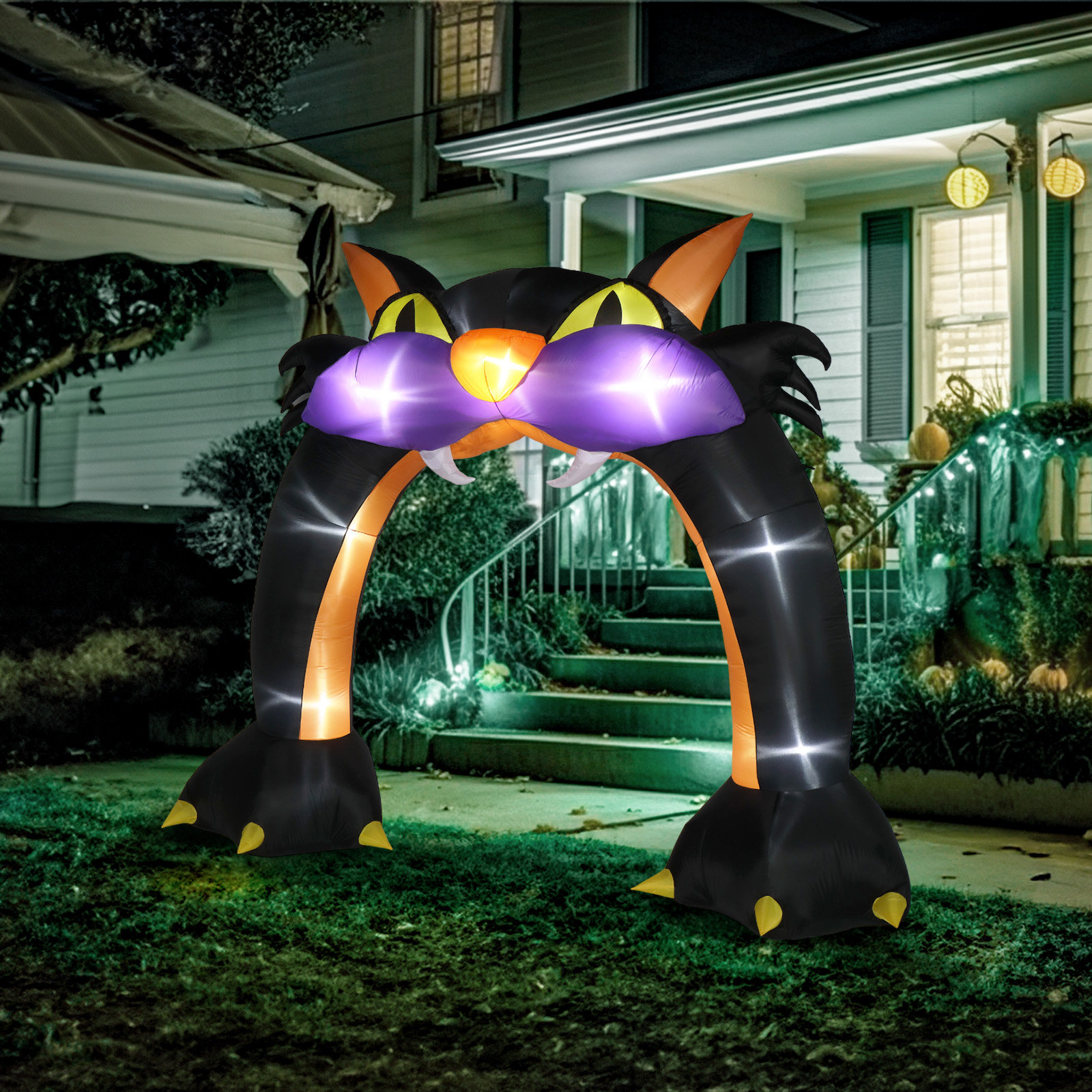 The Holiday Aisle® 9ft Scary Black Cat Halloween Inflatables Outdoor ...
