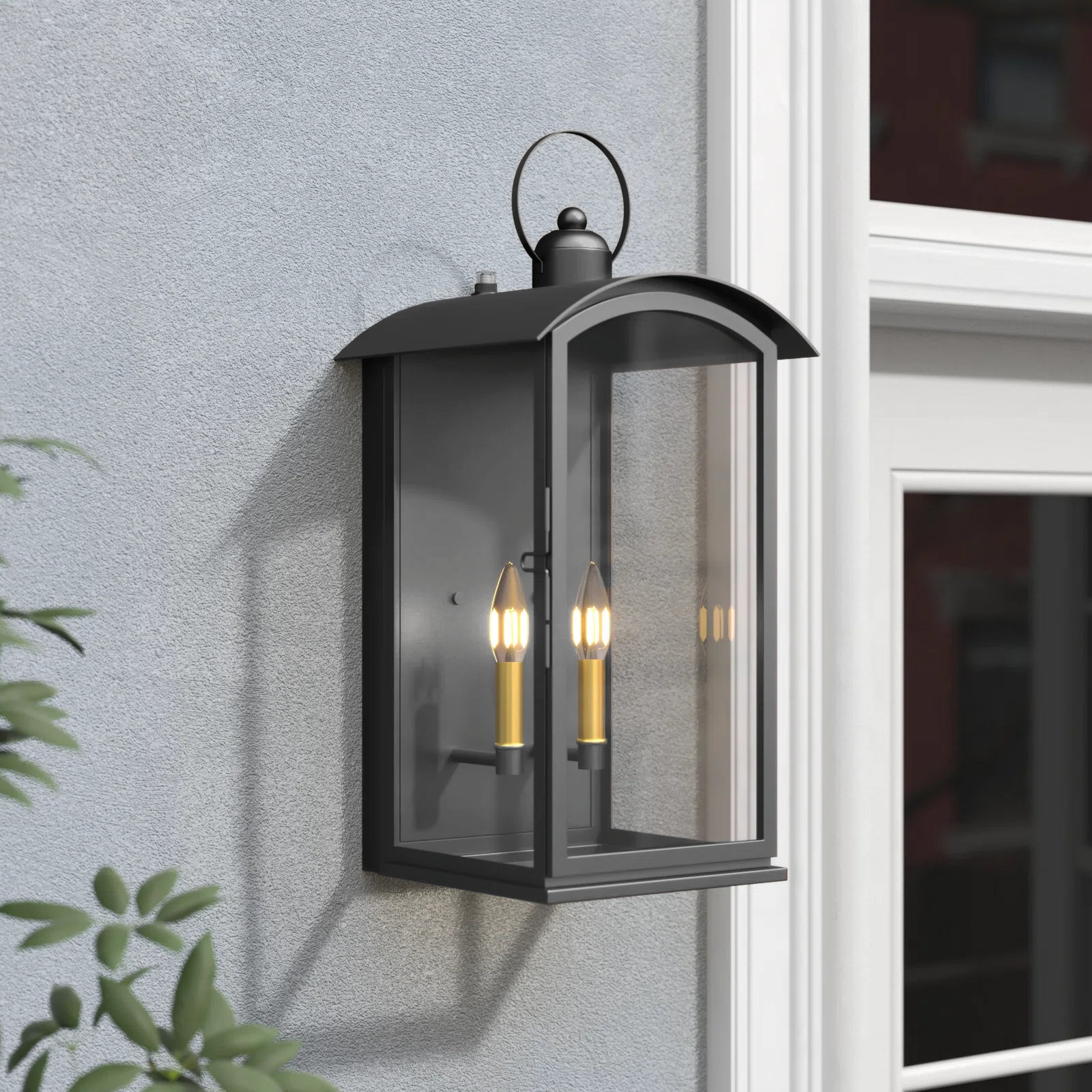 Lark Manor™ Alletta 2 - Light 19.69'' H Glass Outdoor Wall Lantern with Dusk to Dawn & Reviews ...
