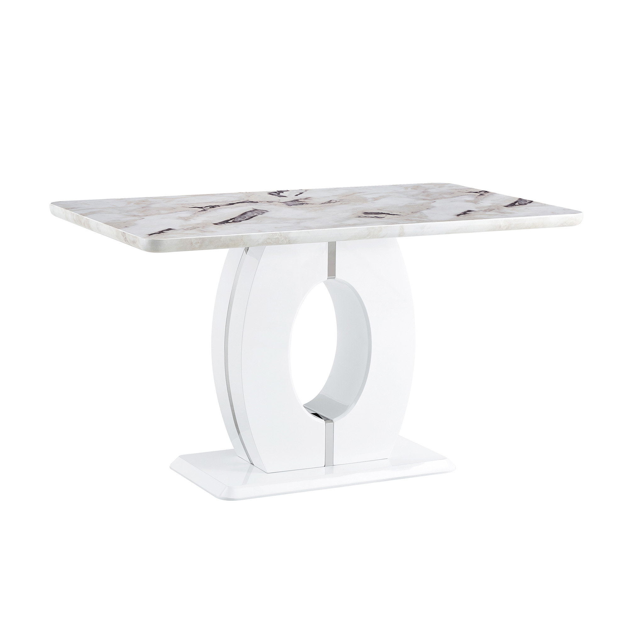 Brayden Studio® Modern Minimalist White Marble Patterned Dining Table ...