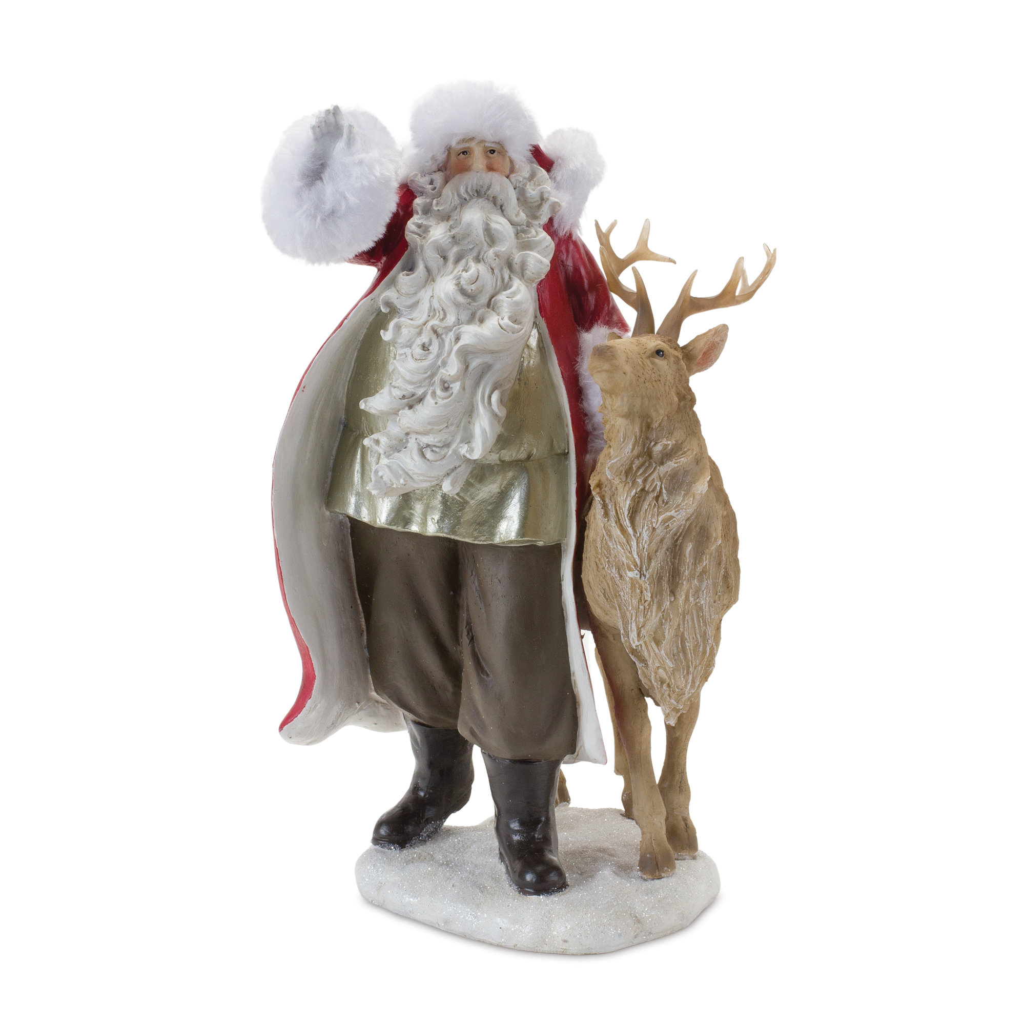 The Holiday Aisle® Santa Figurine with Reindeer 12"H | Wayfair