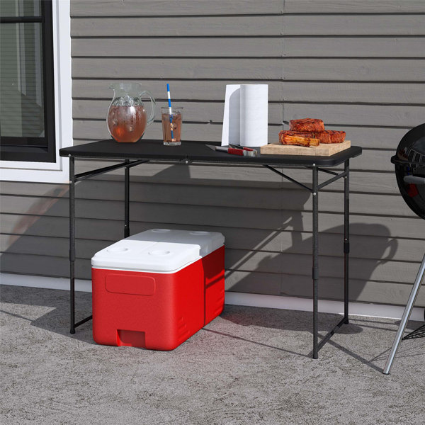 COSCO 4 ft. Fold-in-Half Adjustable Height Indoor/Outdoor Utility Table ...