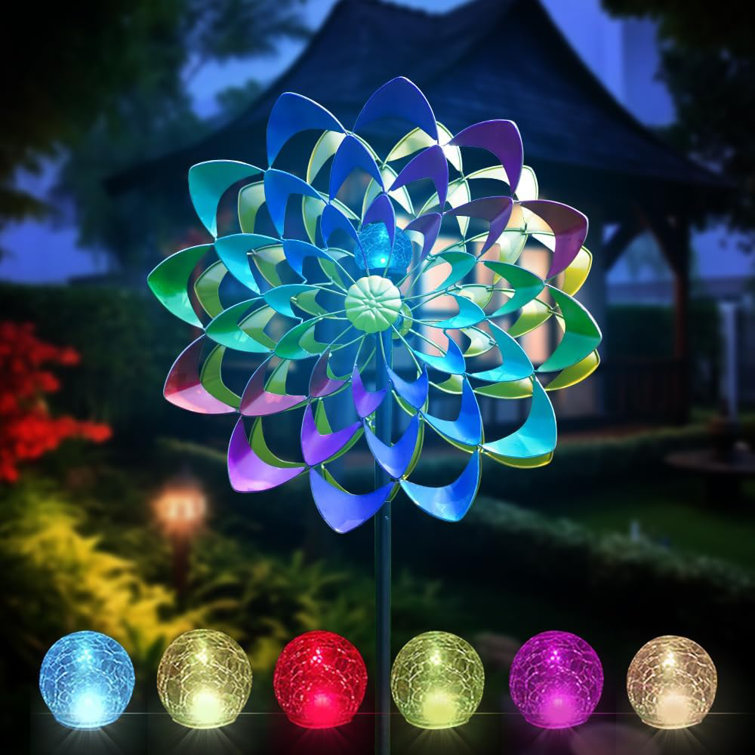 Wildon Home® Aleni Hour Group 84 Inch Double Metal Rotator Garden Wind ...