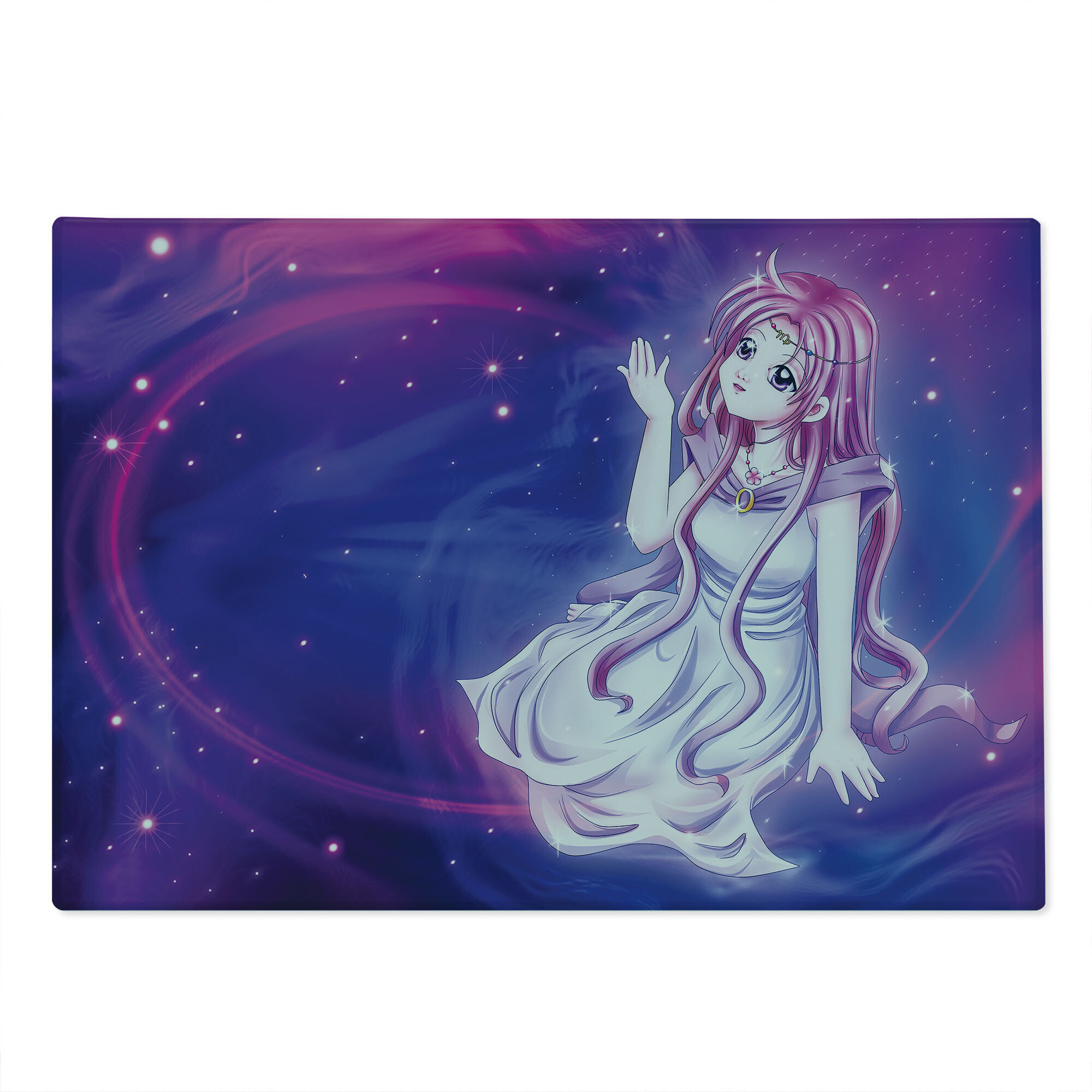 Ambesonne Anime Cutting Board Large Size Purple Anime Sitting Purple ...