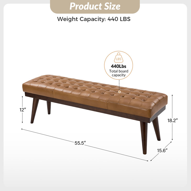 Wade Logan® Bittoo Genuine Leather Bench & Reviews | Wayfair