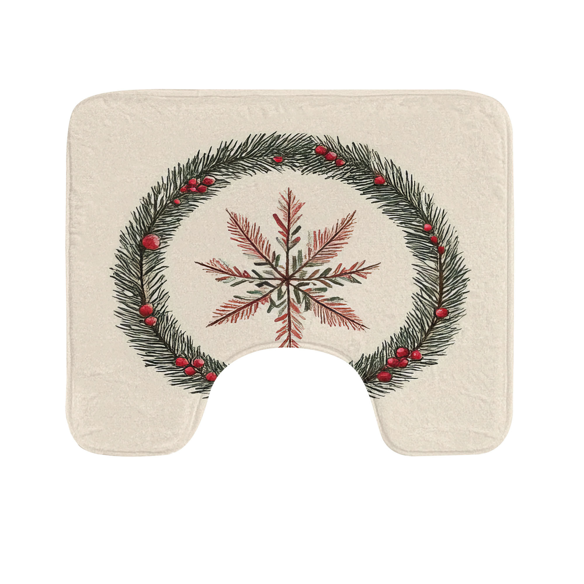 Dakota Fields Christmas Toilet Mat U-Shape Bathroom Rug 20" Raspberry ...