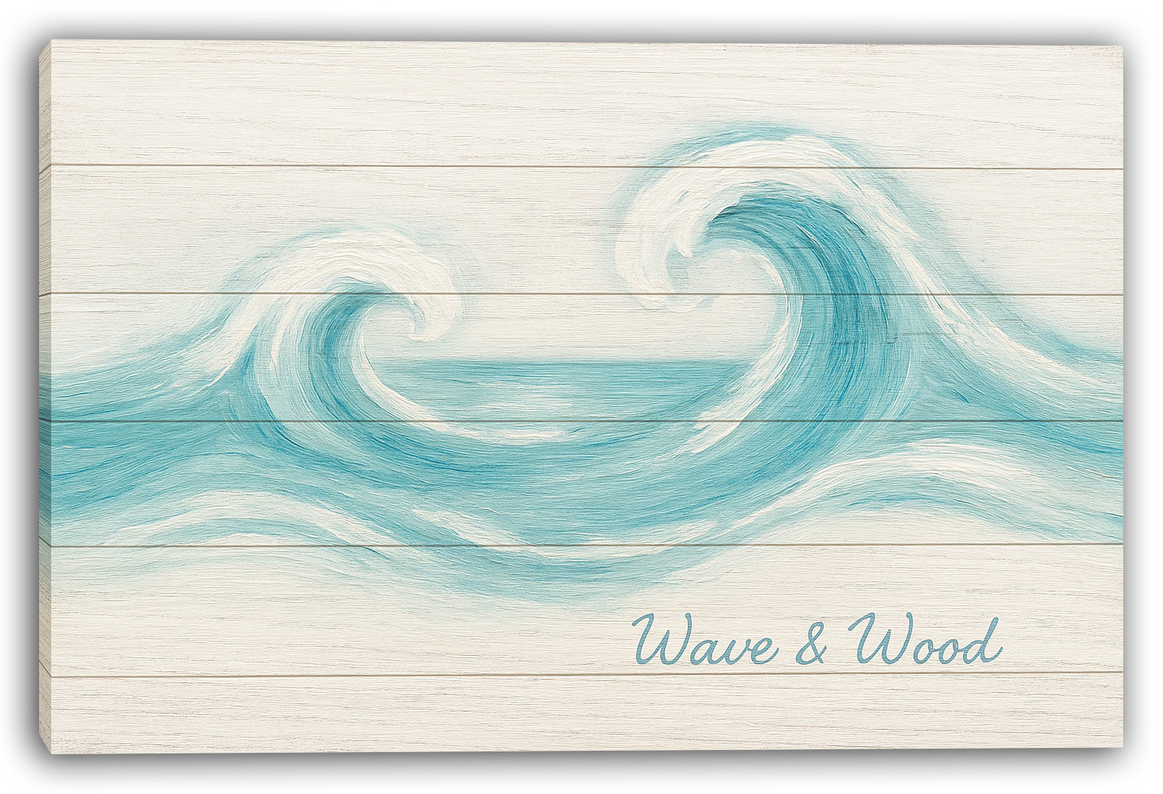 Highland Dunes Wave & Wood - Coastal Ocean Breeze Canvas Wall Art | Wayfair
