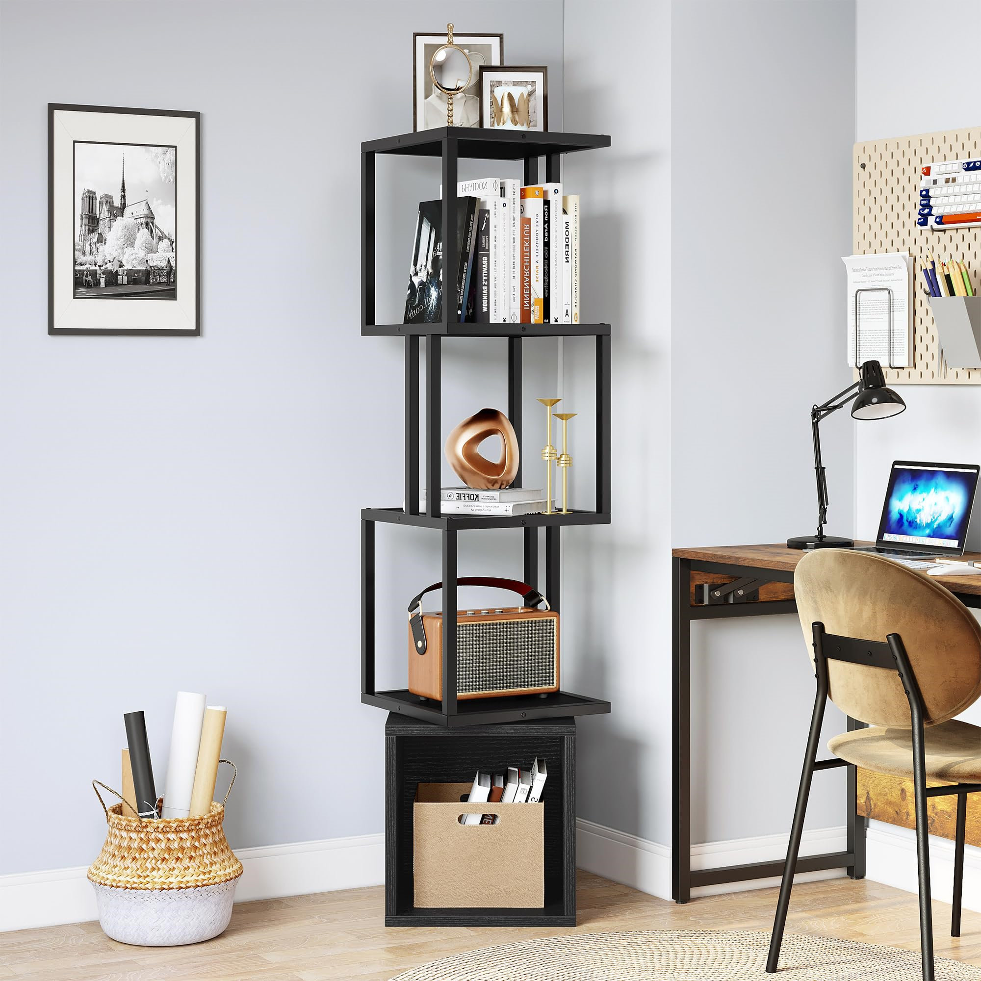 17 Stories 4-Layer Revolving Bookshelf, 360 Degree Rotation | Wayfair
