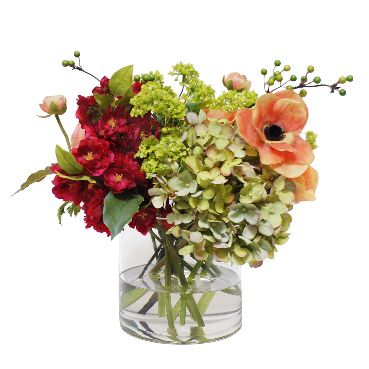 Winward Silks Mix Ranunculus and Anemone Floral Arrangement in Vase ...