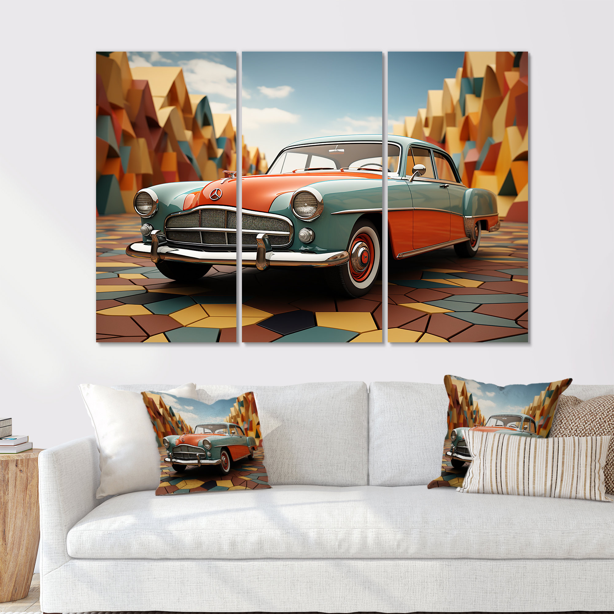 George Oliver Cubist Interpretation Of A Vintage Car - Car Vintage Wall ...