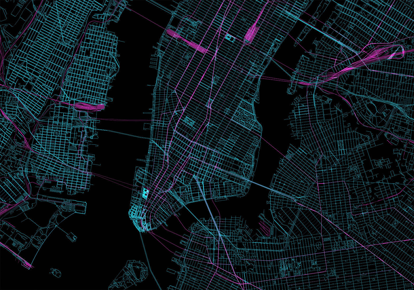 17 Stories Peel & Stick Map Wall Mural - Blue Manhattan | Wayfair