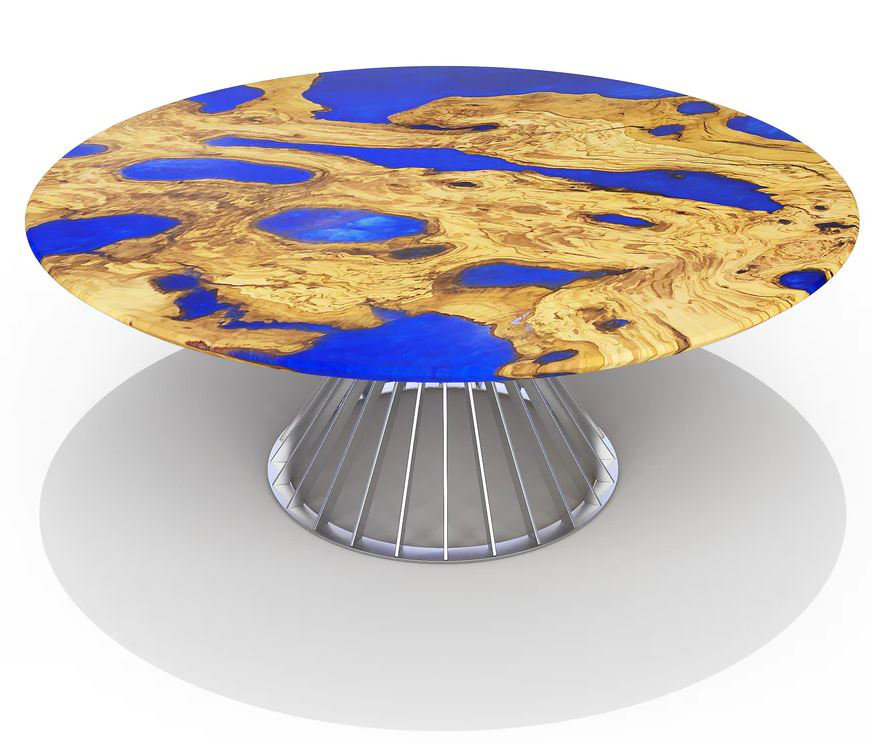 Arditi Collection Amiata Olive/Walnut Wood Pearl Blue/Brown Round ...