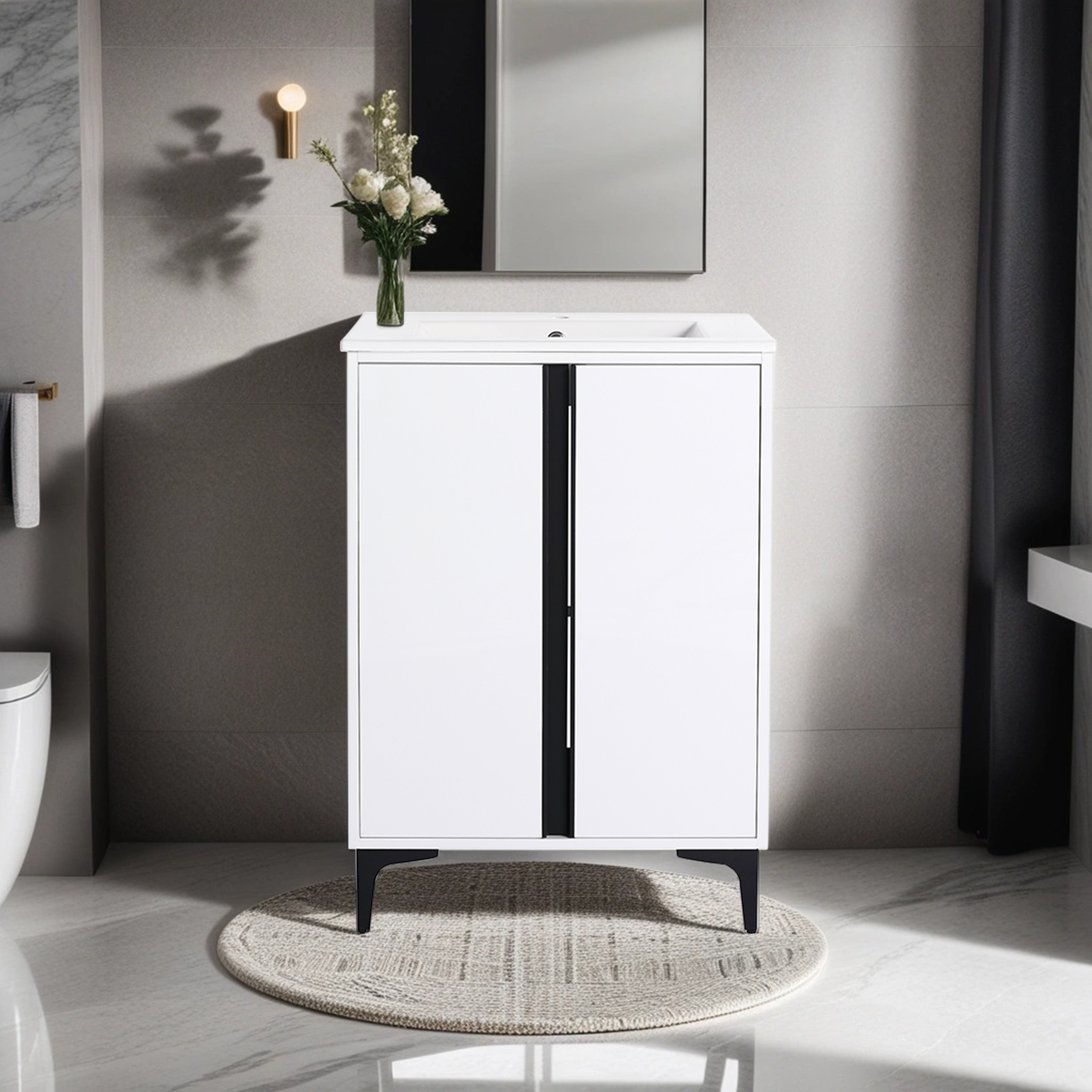 Wrought Studio Javarn 24.04 Single Bathroom Vanity with Ceramic Top ...