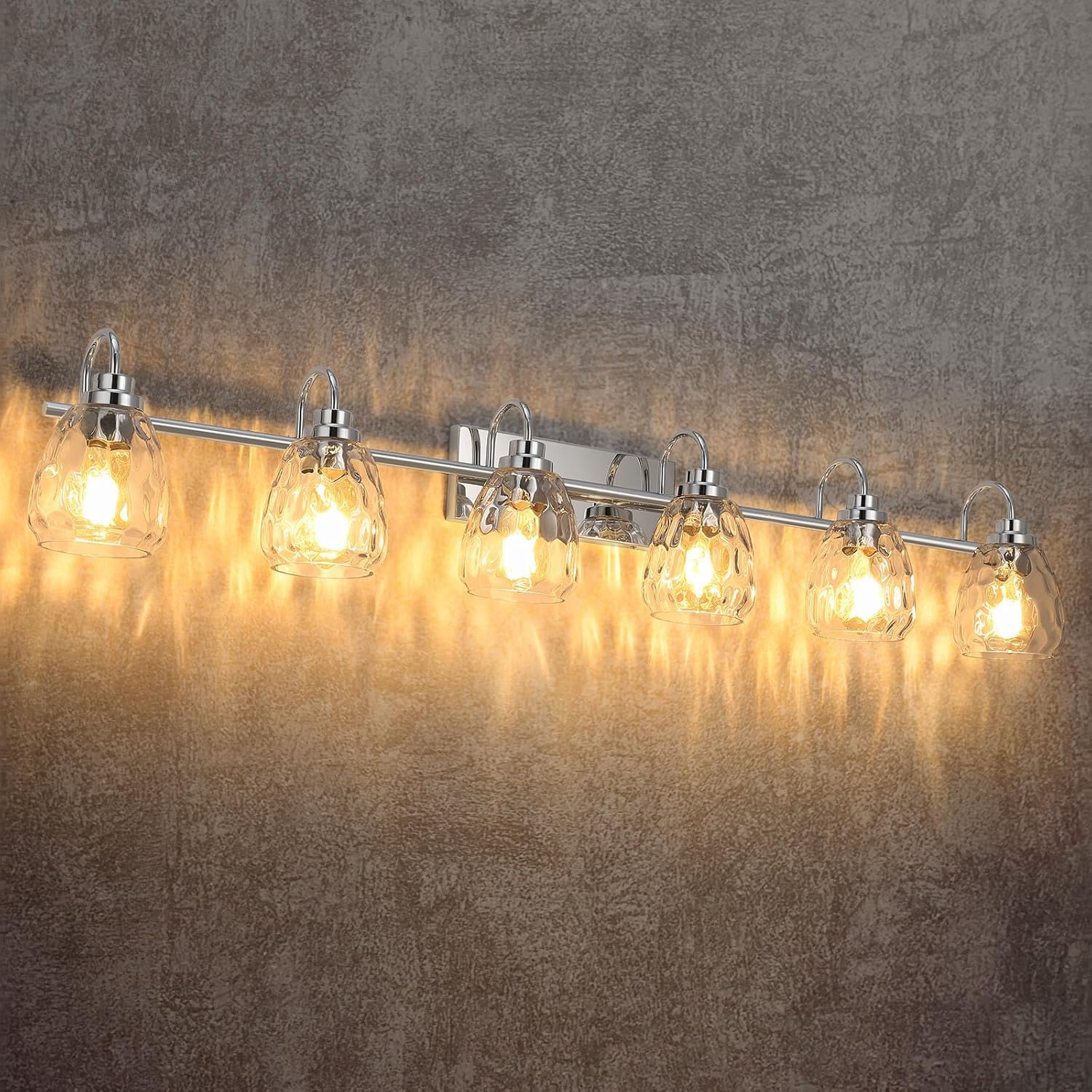 House of Hampton Bathroom Light Fixtures, 6 Light Chrome Vanity Light ...