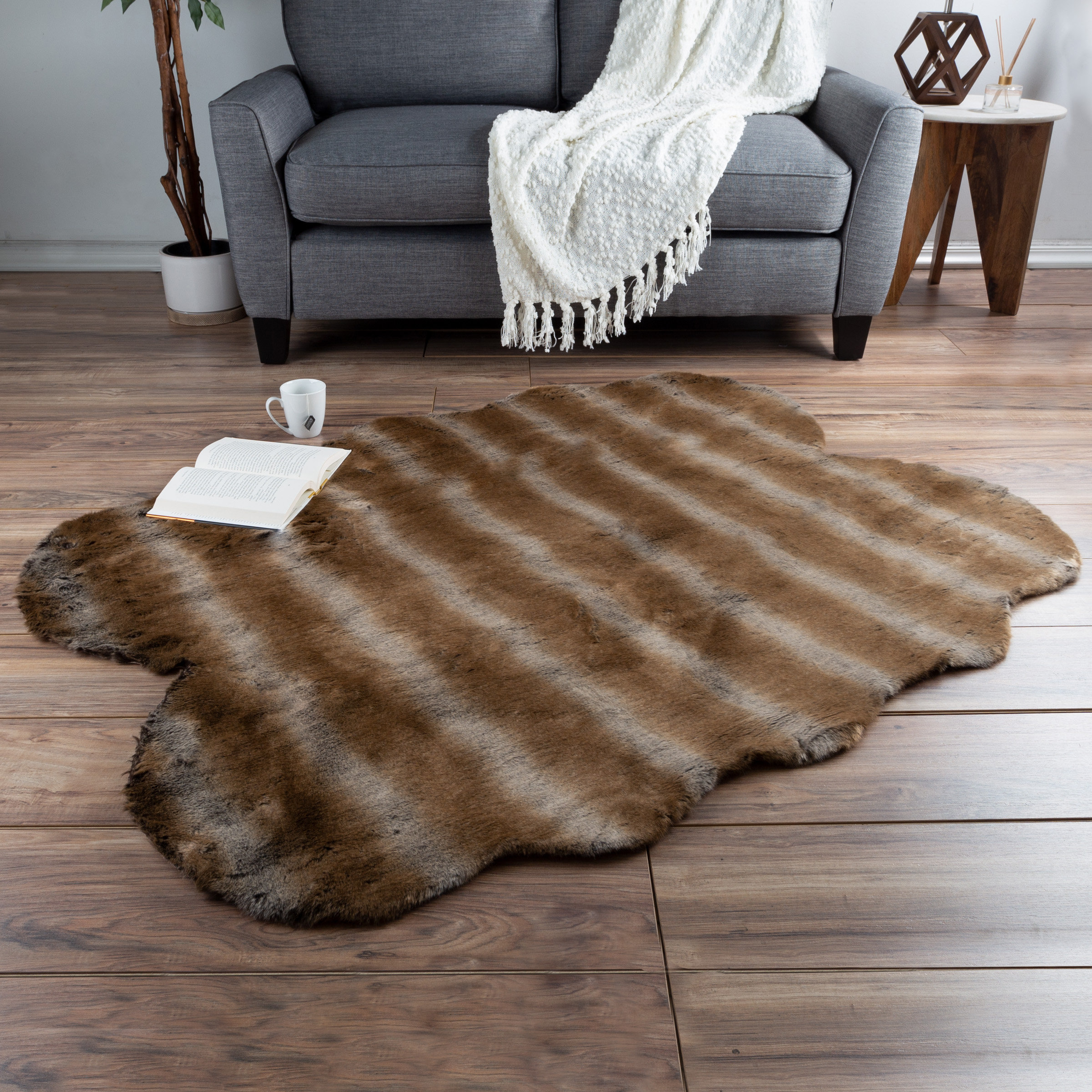 Foundry Select Sheepskin Area Rug– Faux Sable Fur 4x5-Foot High Pile ...