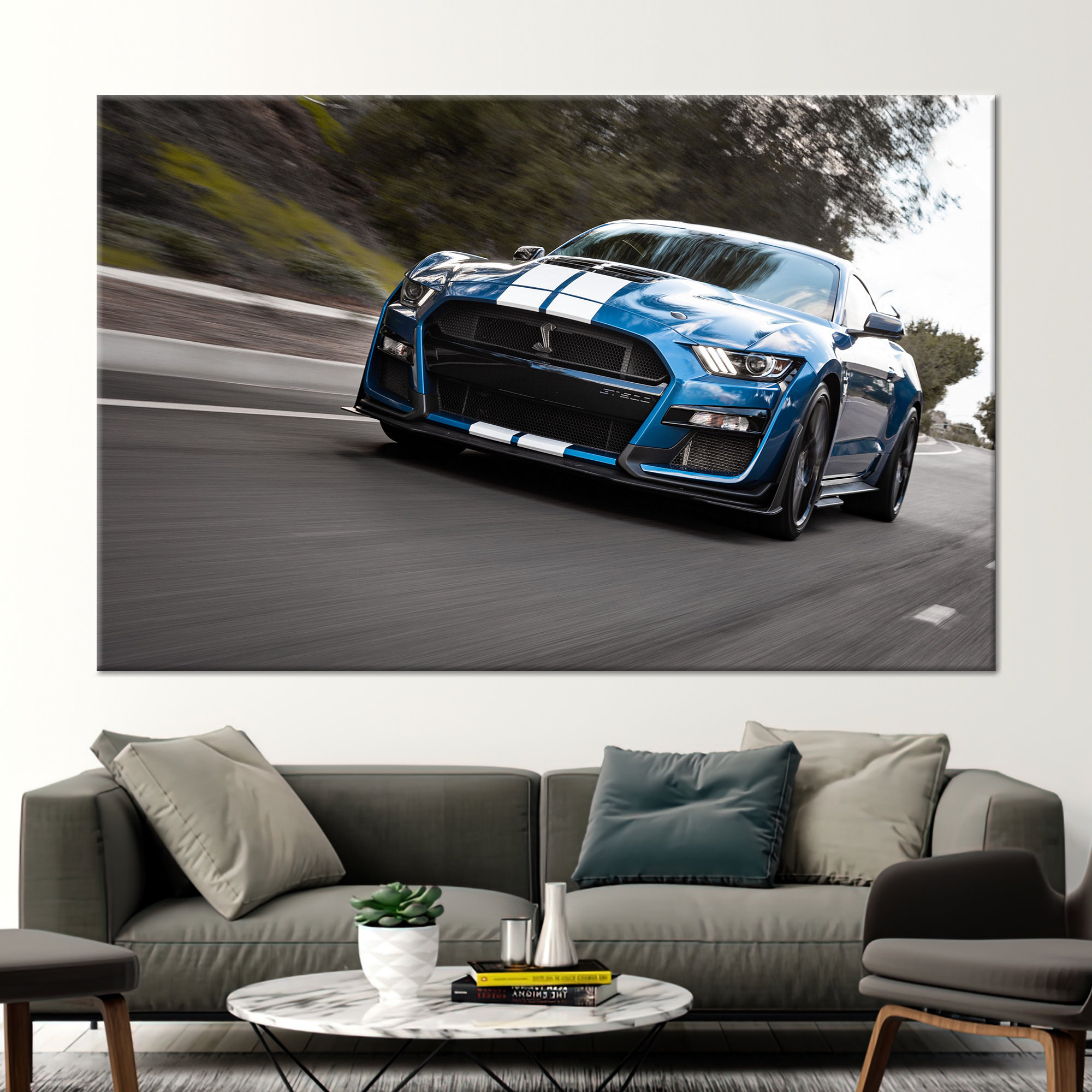Ebern Designs Car Photo Canvas Art, Blue Car Canvas Art, Ford Car Art ...