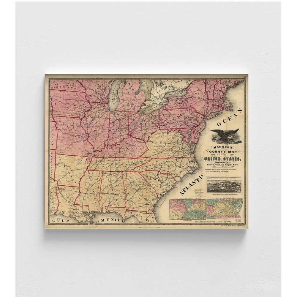 WeFrameArt USA Forts Railroads Canals And Navigable Waters 1862, United ...