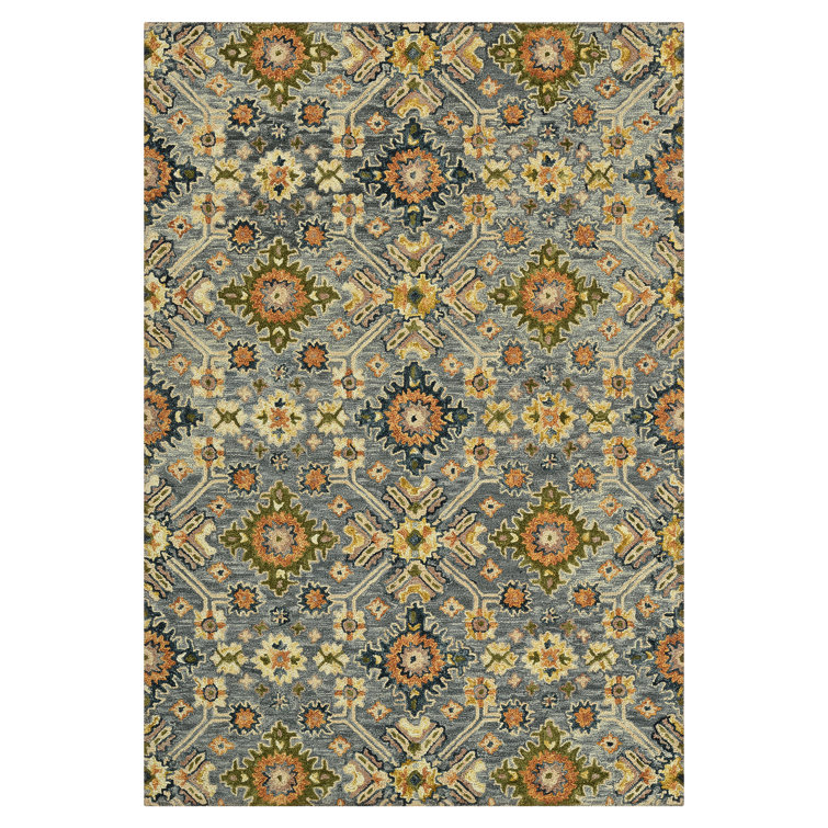 Bungalow Rose Tricity Traditional Gray Hand-Hooked Area Rug | Wayfair