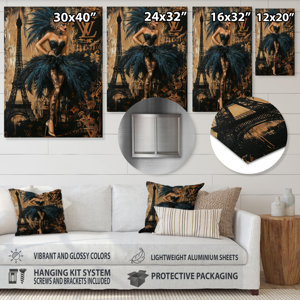 Mercer41 Bonne Nuit Paris Eiffel Tower And Burlesque Woman - Woman ...