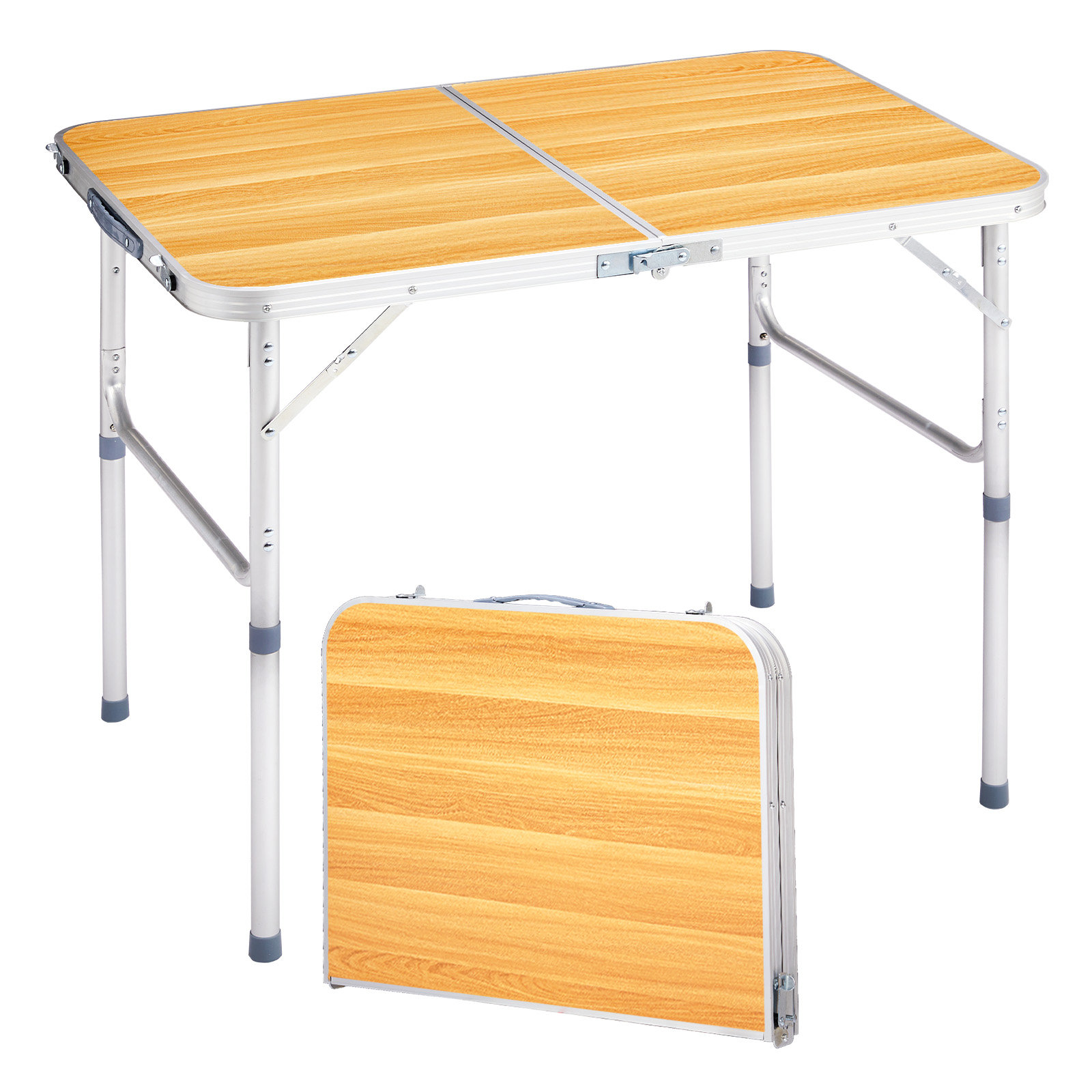 Ebern Designs 3Ft. Black Rectangular Patio Folding Table Aluminum ...