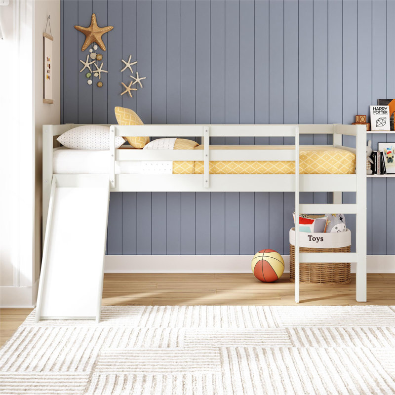 Harriet Bee Keyari Kids' Low Loft Bed with Slide, Twin | Wayfair