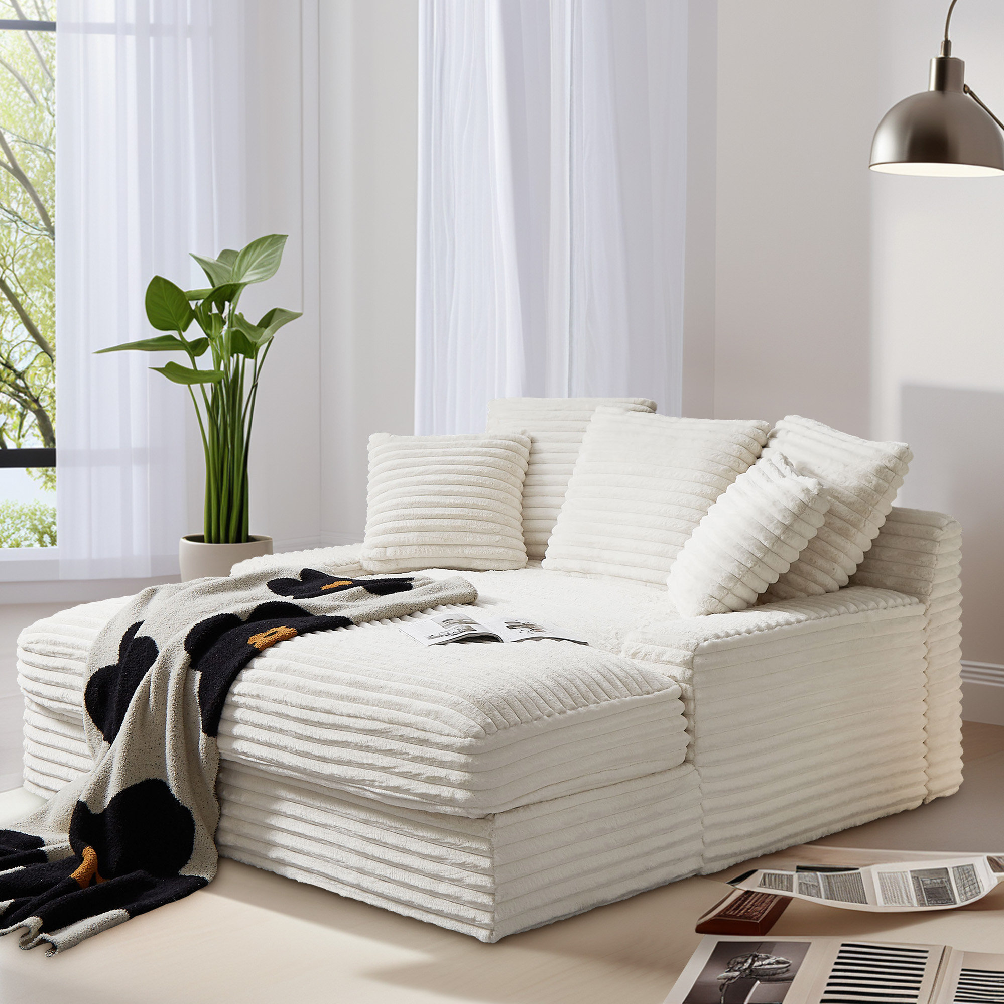 Latitude Run® Latitude Run 64inch Modern Upholstered Indoor Chaise ...