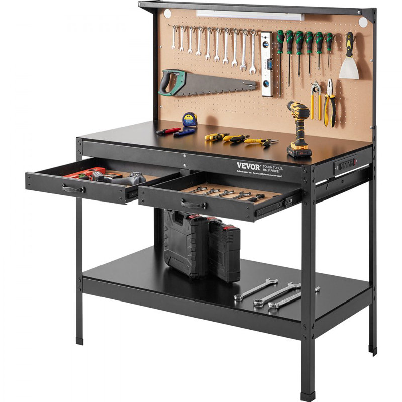 WFX Utility™ 47'' W Steel Top Workbench with Pegboard & Reviews | Wayfair