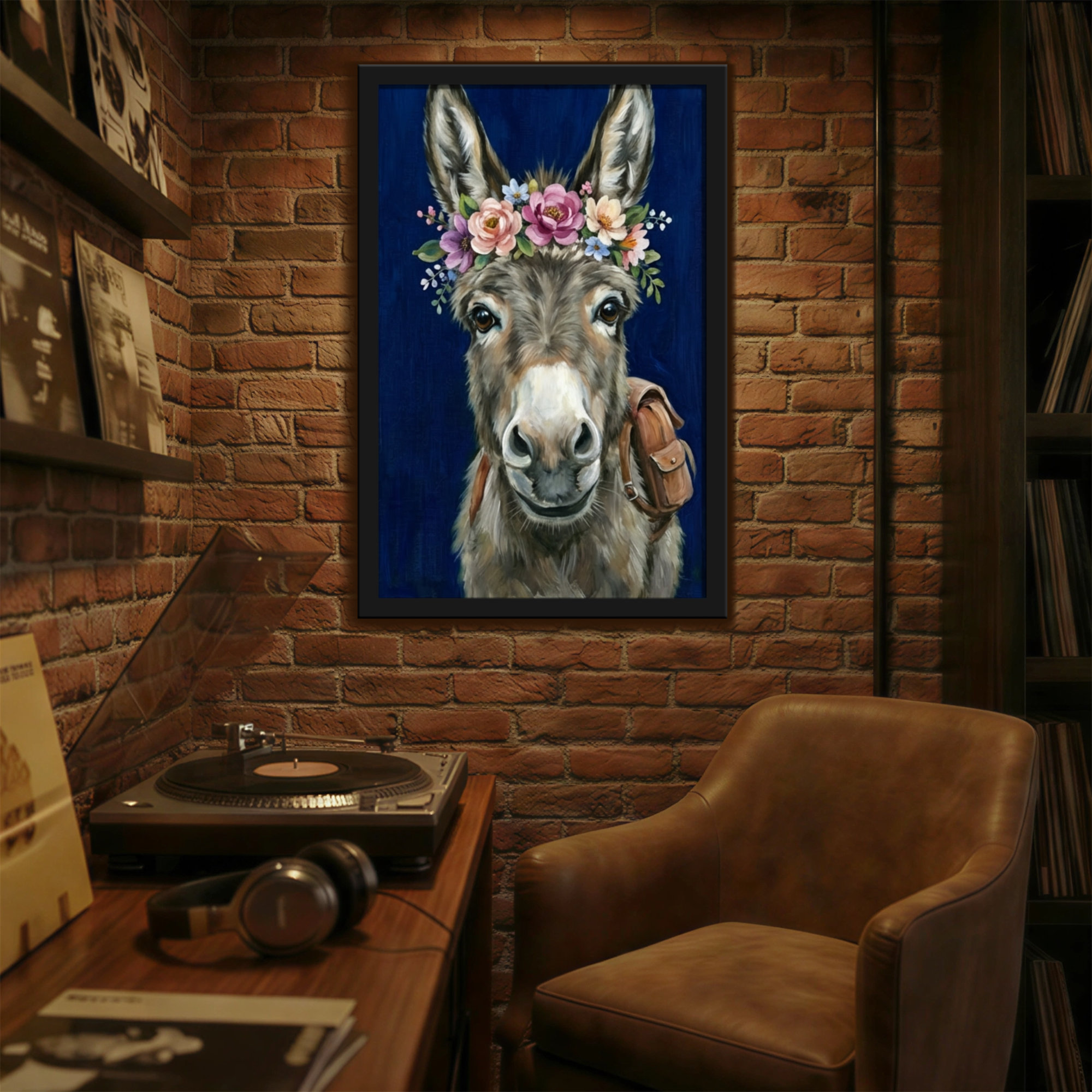 East Urban Home Animals Donkey With Flower Crown And Saddlebag | Wayfair