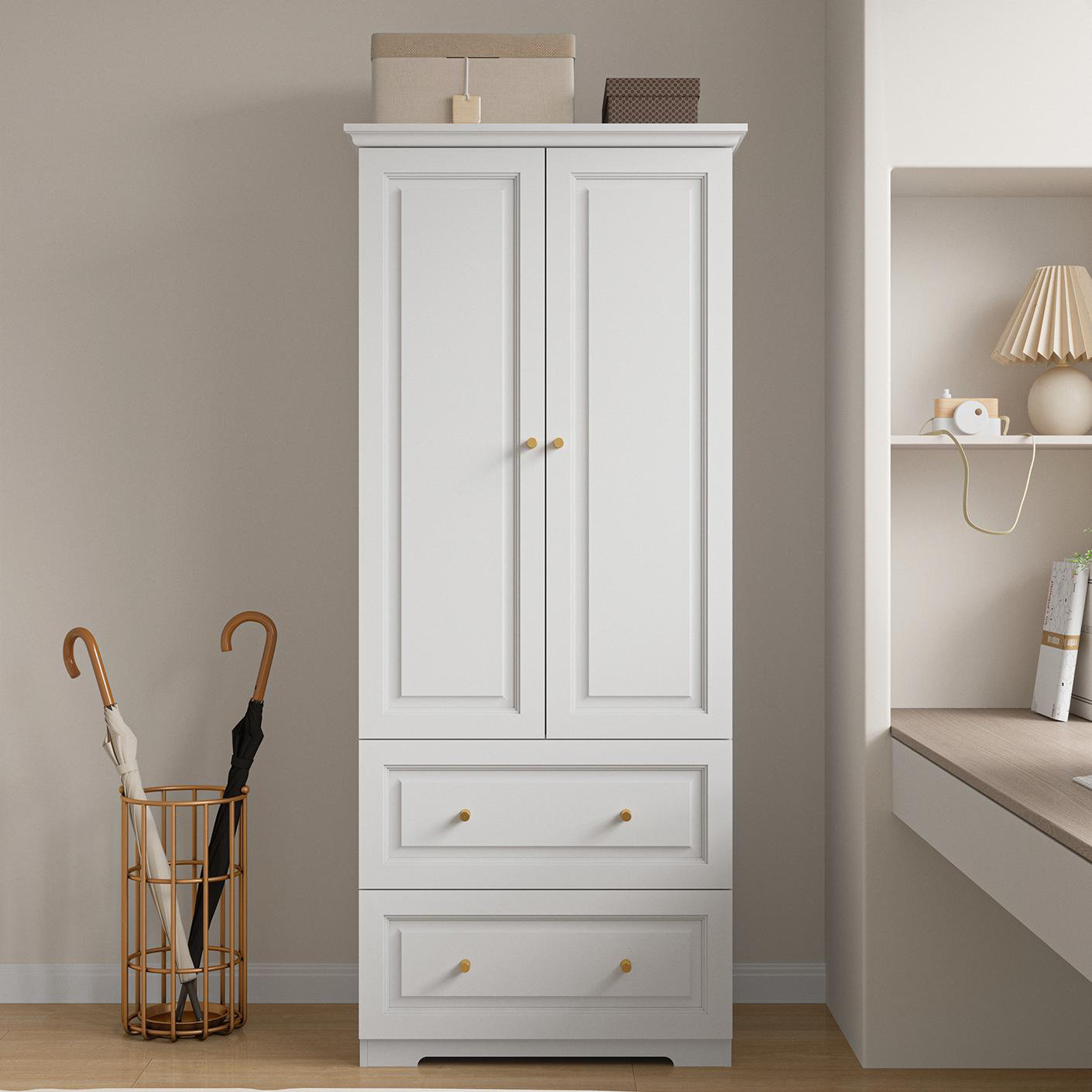 Latitude Run® Kurfis 2-door Armoire With Drawers And Hanging Rod | Wayfair