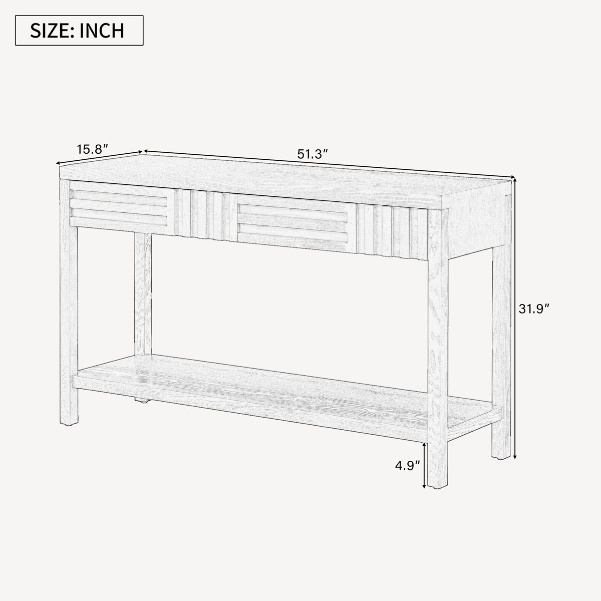 Lark Manor™ Striped Design Ash Veneer Console Table Entryway Table ...
