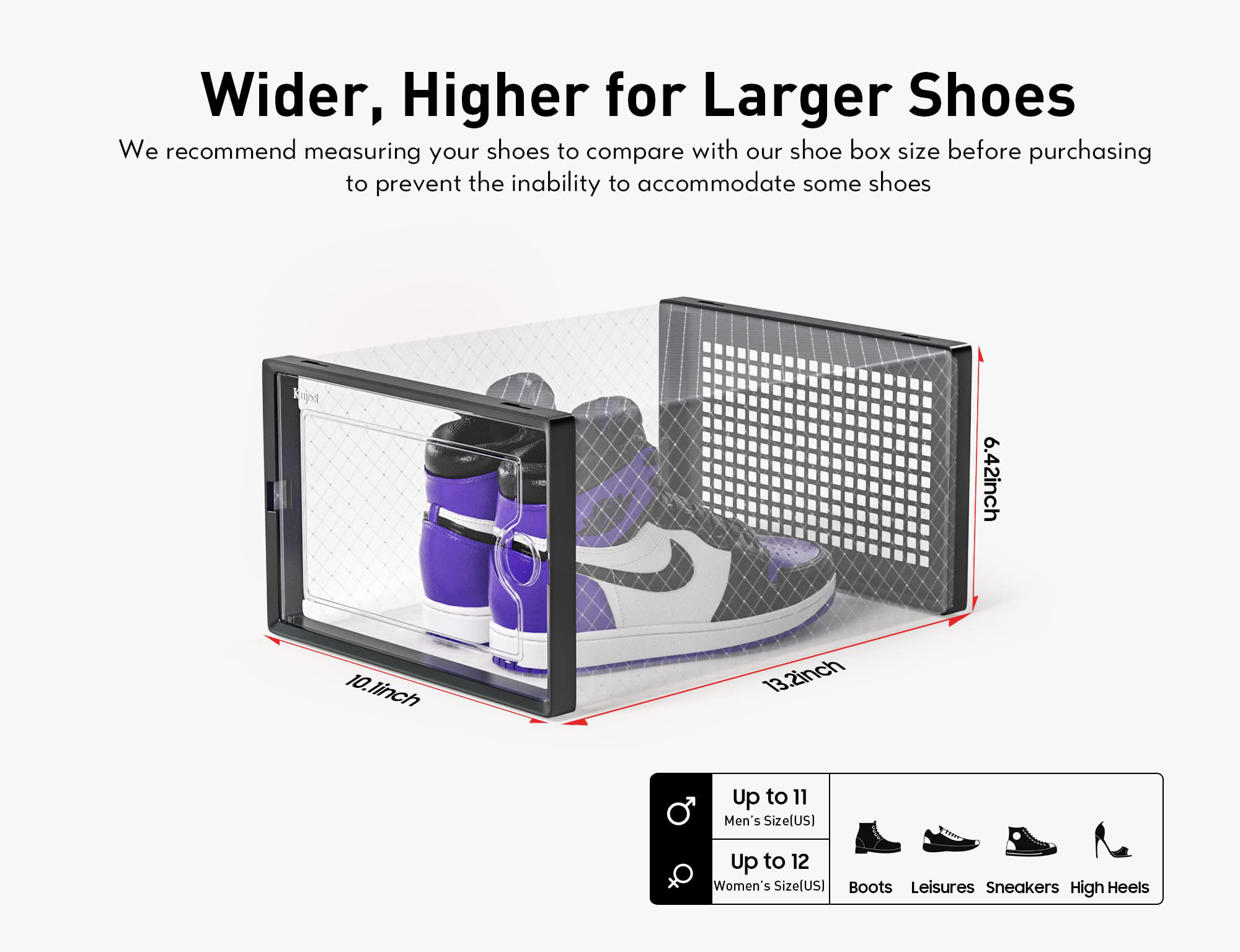 Ivy Bronx X-Large Shoe Storage Boxes Organizers Clear Plastic Stackable ...