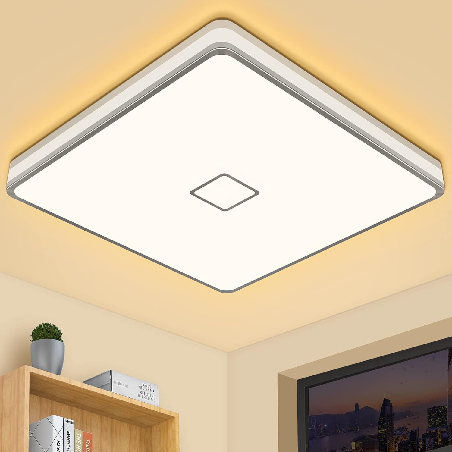 c&g home LED Ceiling Light Flush Mount 24W 12.6 Inch Square LED Ceiling ...