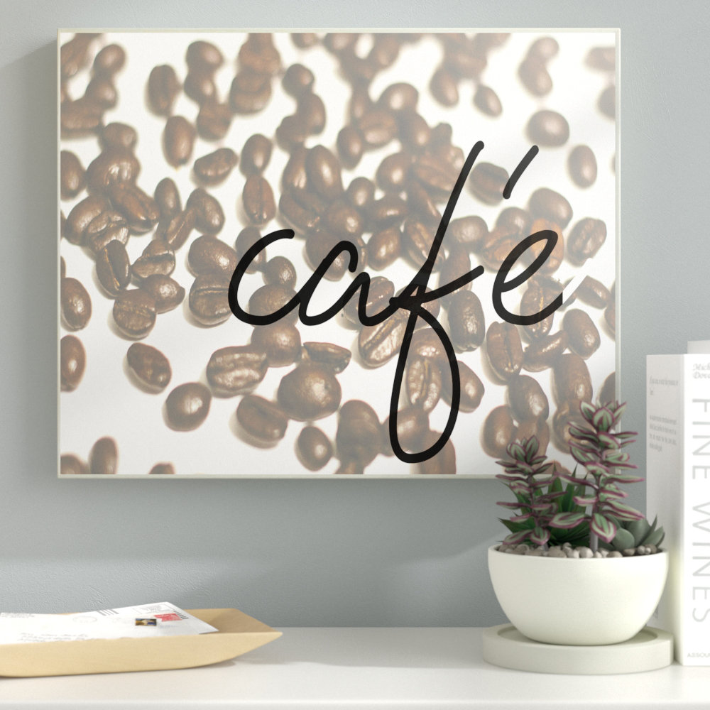 Ebern Designs Café Coffee Beans In Cursive by Daphne Polselli - Graphic ...