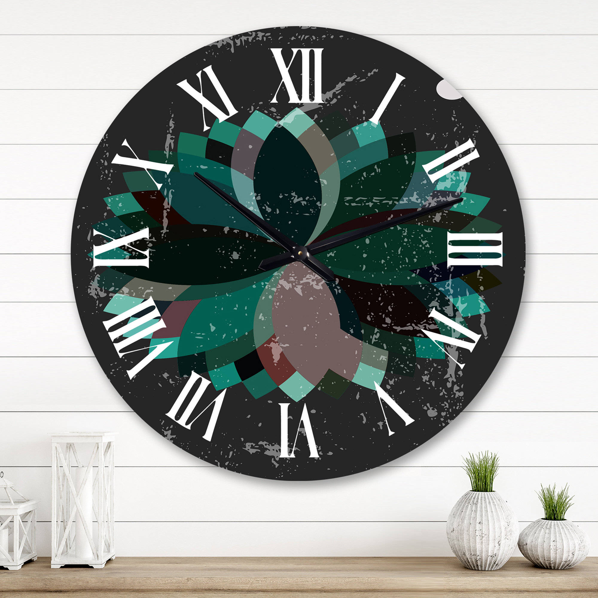 East Urban Home Oversized Grunge Gradiant Abstract Green Geometrics II ...